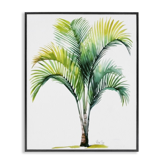 Stupell Industries Coastal Canopy Palm Tree Black Framed Giclee Art ...