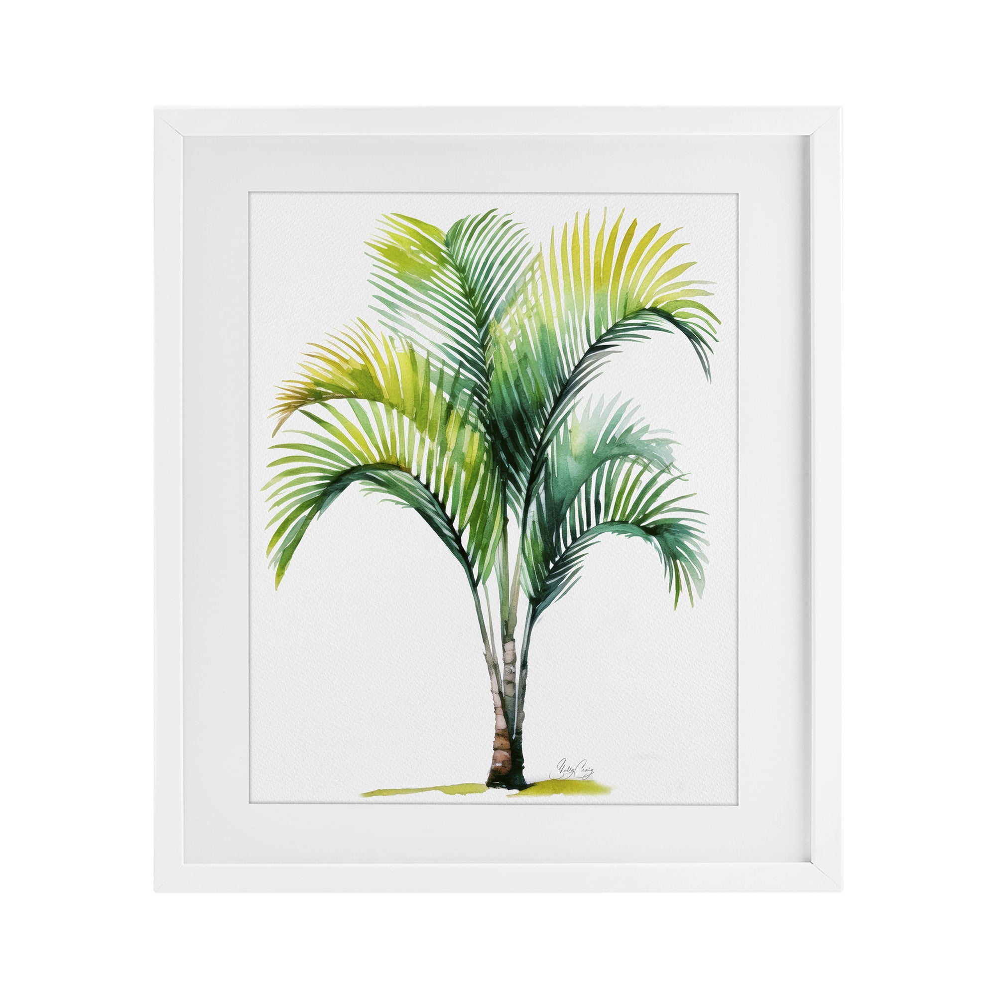 Stupell Industries Coastal Canopy Palm Tree White Framed Print Under ...