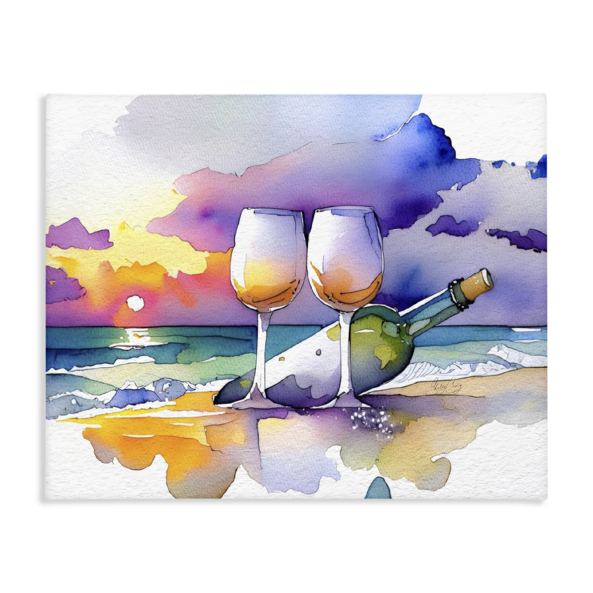 Stupell Industries Coastal Cheers with Wine Canvas Wall Art, design by ...