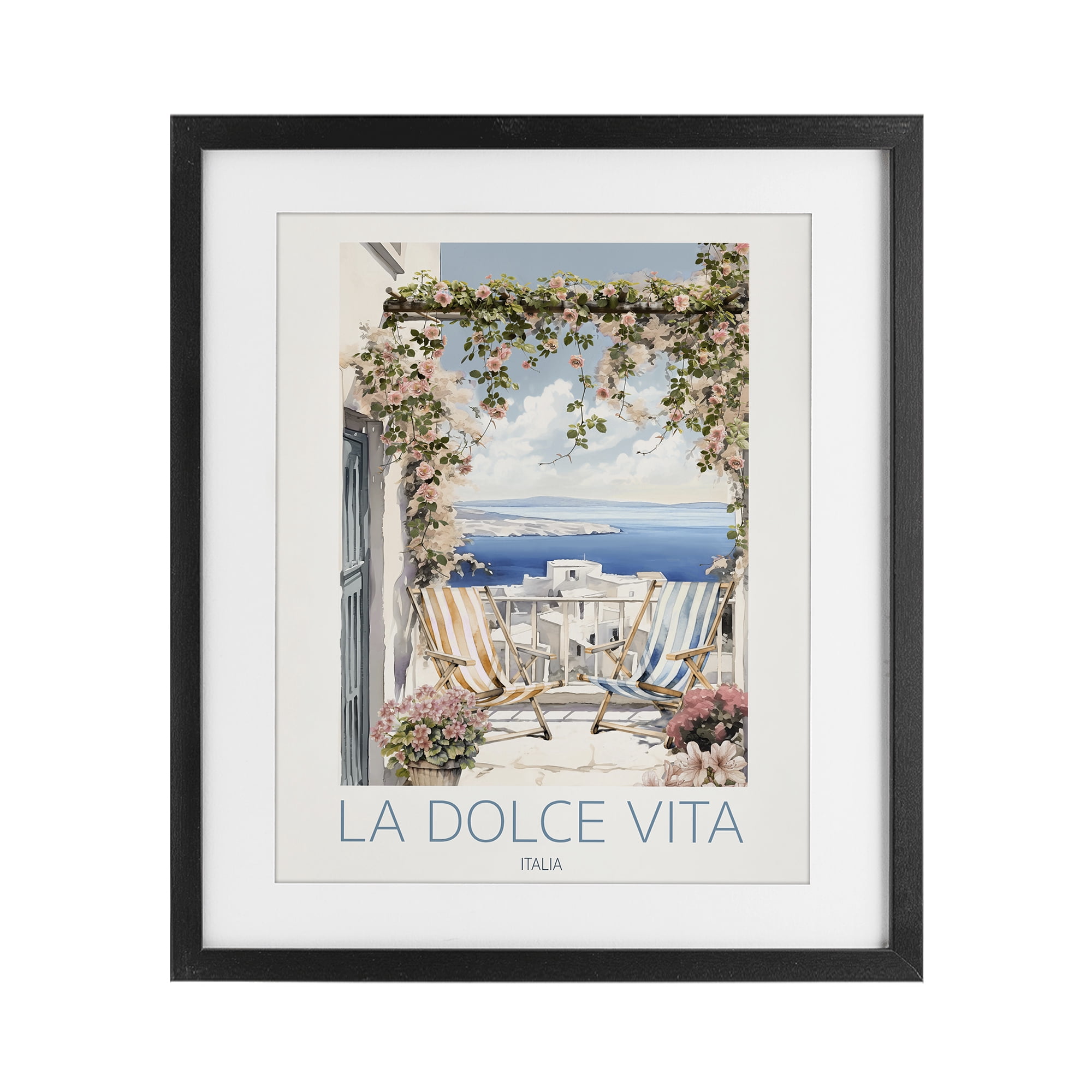 Stupell Industries Coastal Italian Balcony View Black Framed Print ...