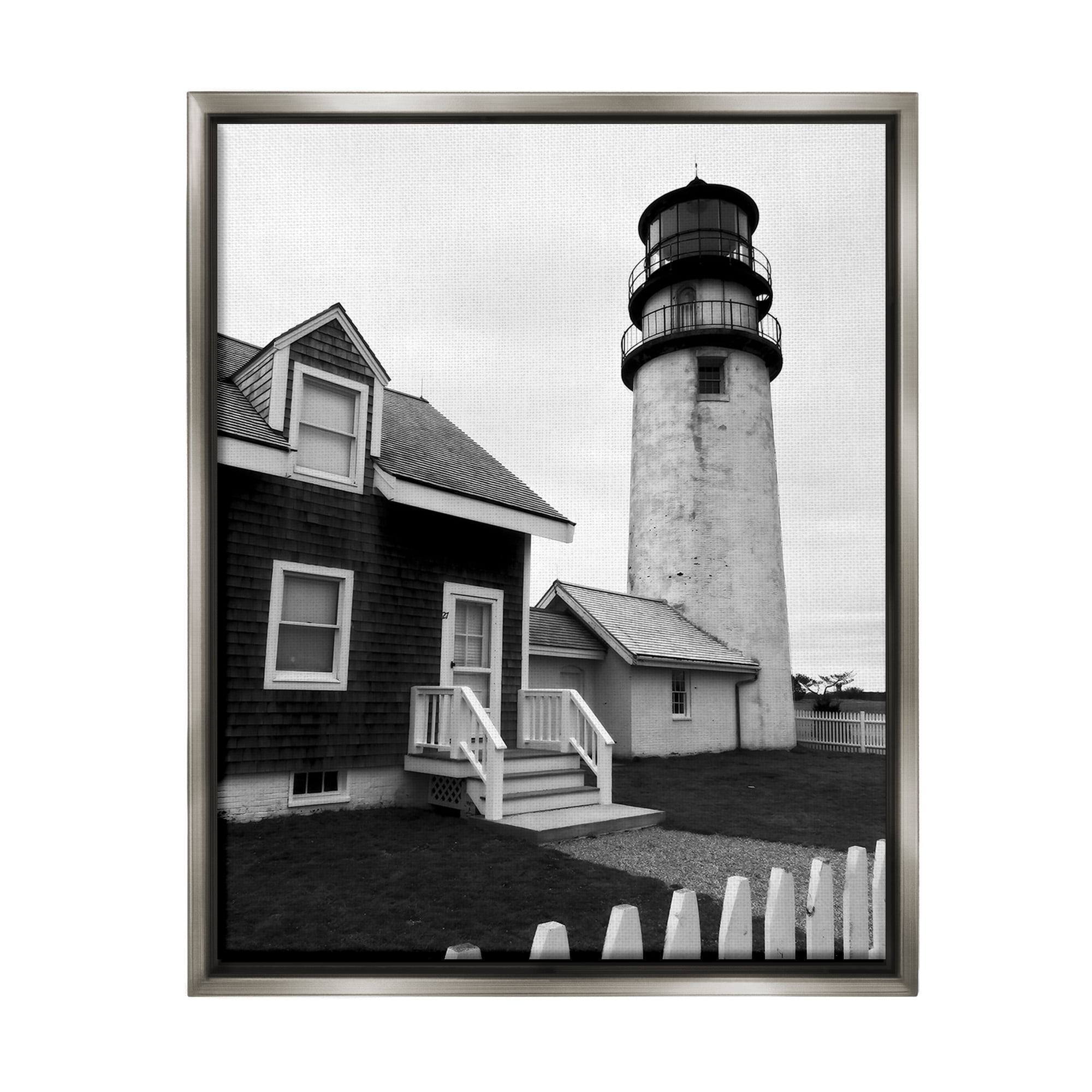 Stupell Industries Coastal Lighthouse with Fence Nature Photography ...