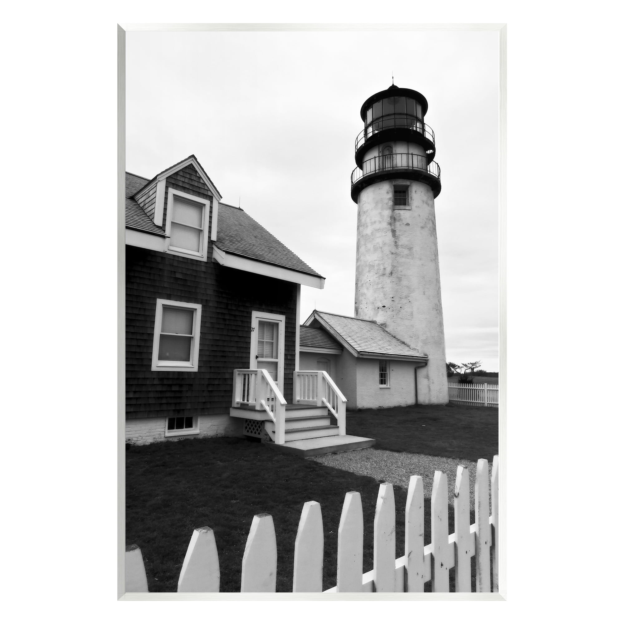 Stupell Industries Coastal Lighthouse with Fence Nature Photography ...