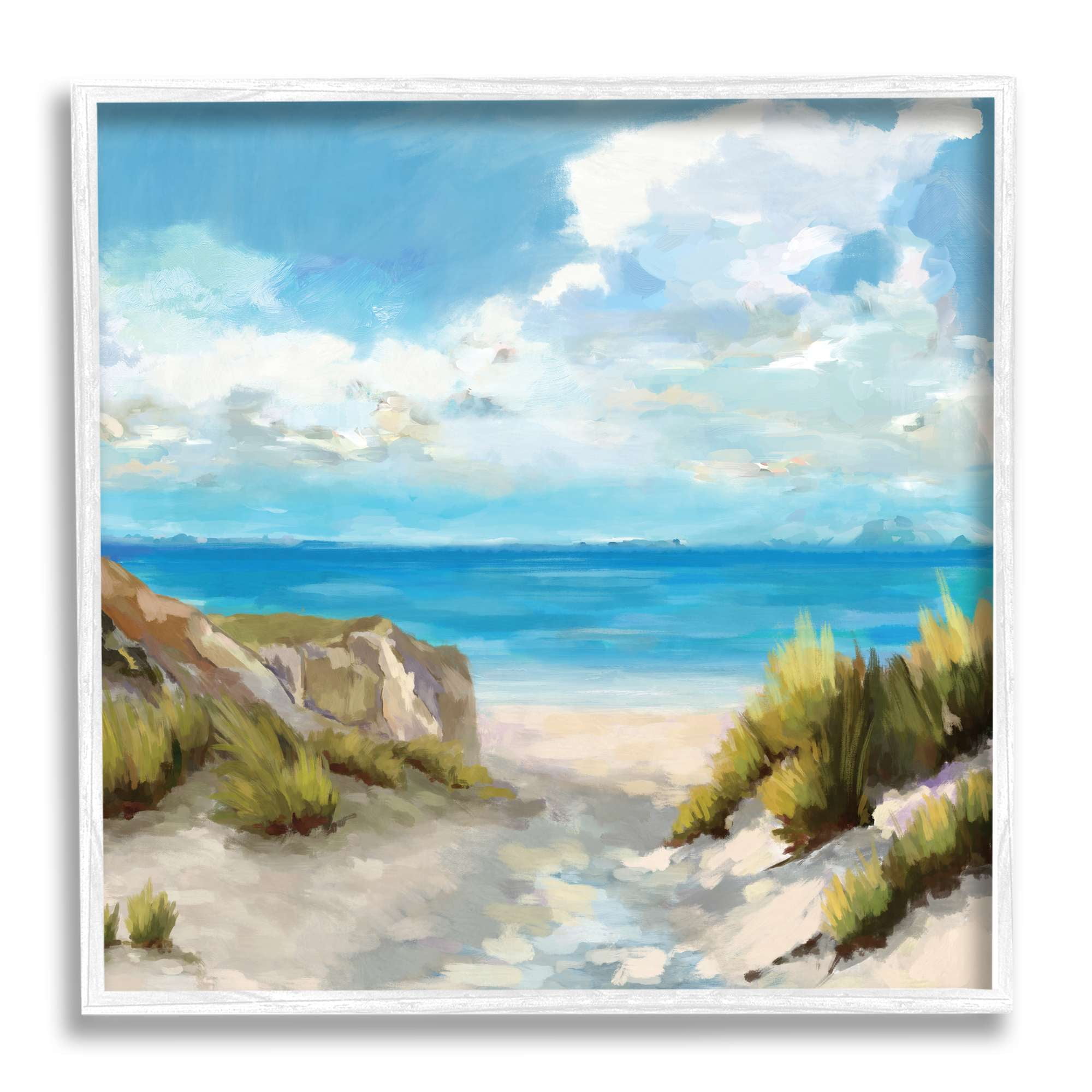 Stupell Industries Coastal Path to Beach Nautical Grass Cloudy Summer ...