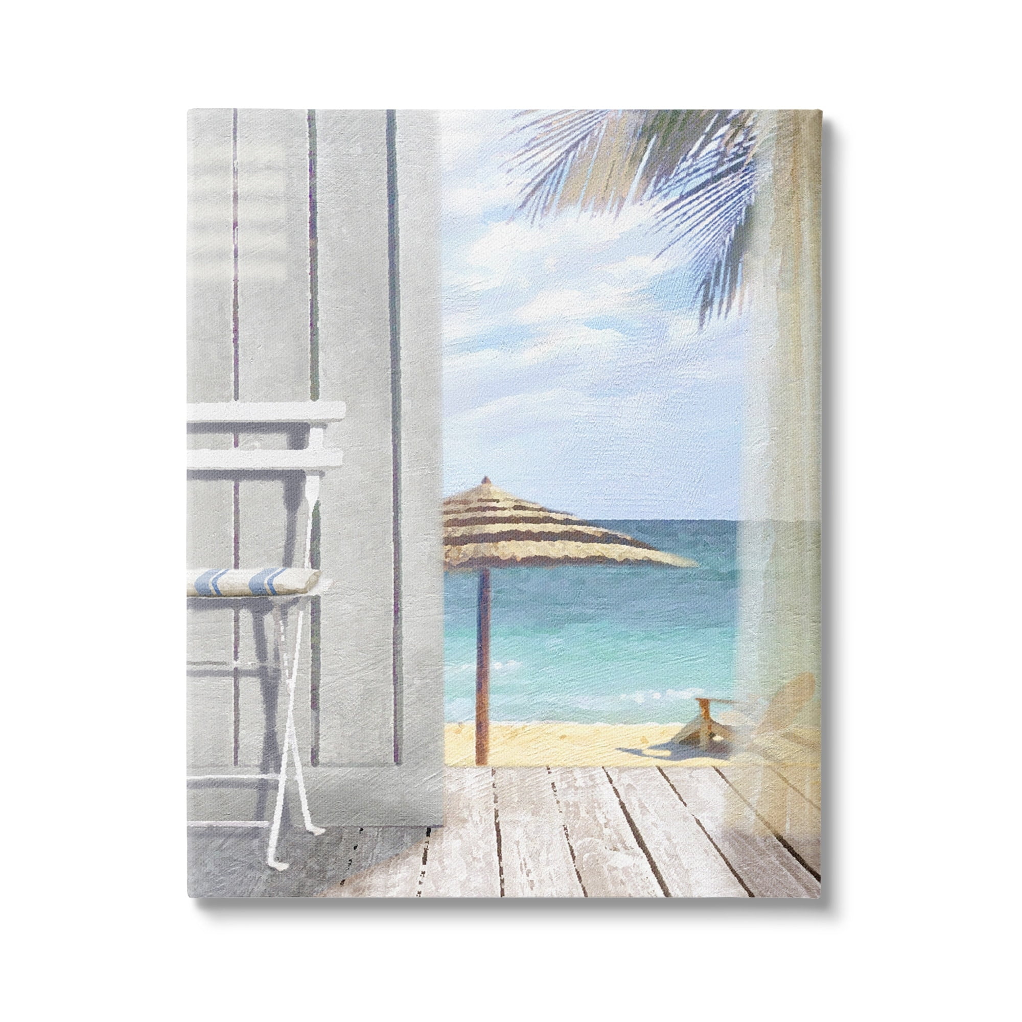 Stupell Industries Coastal Villa Porch Beach View Coastal Painting ...