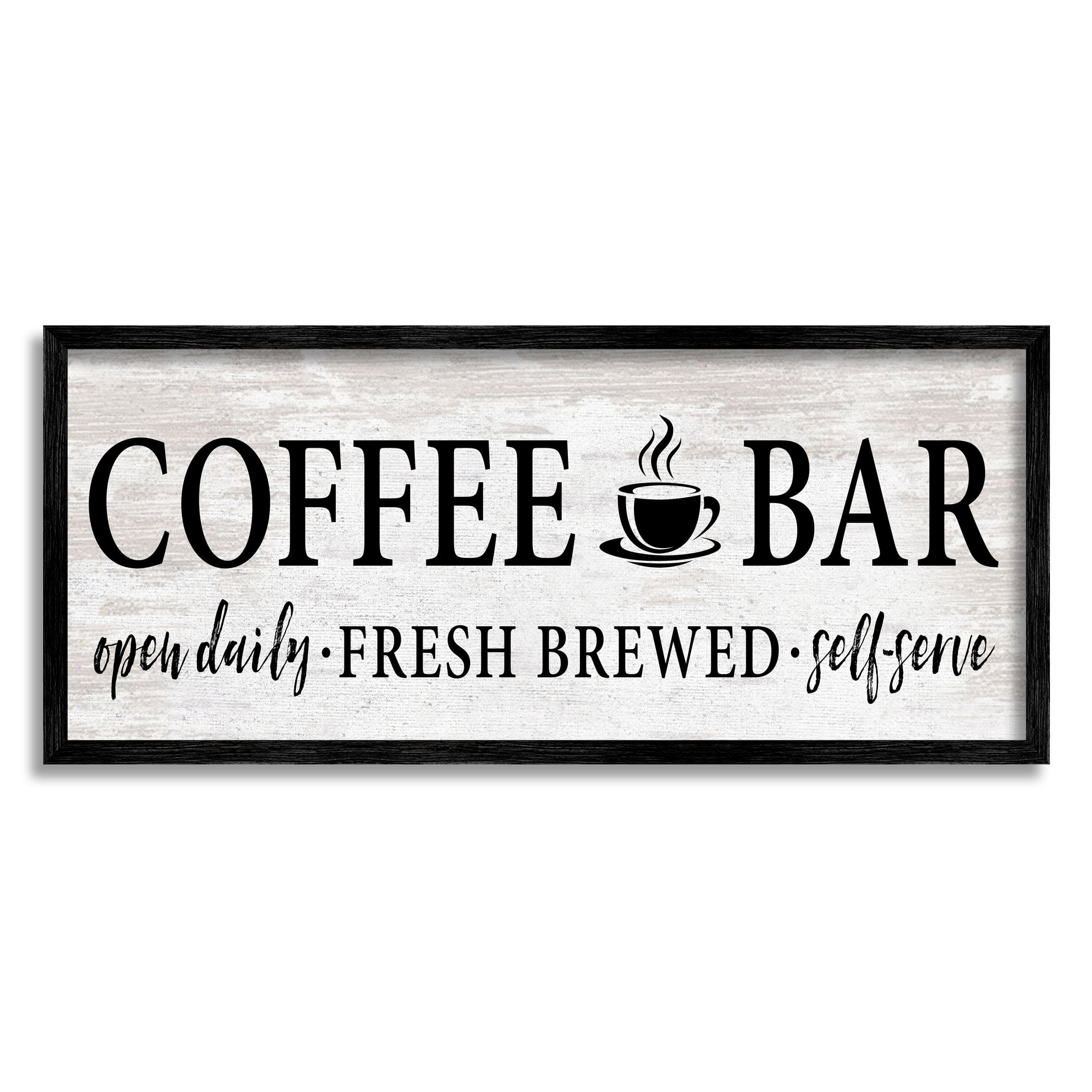 Stupell Industries Coffee Bar Cafe Sign Rustic Pattern Kitchen Graphic ...