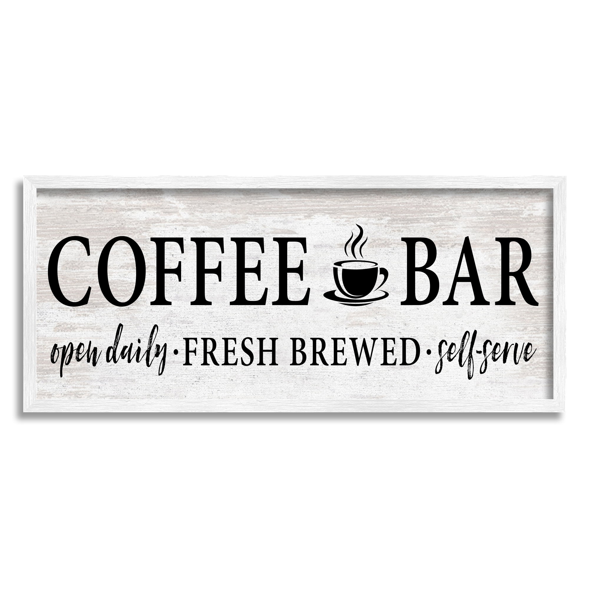 Stupell Industries Coffee Bar Cafe Sign - Rustic Kitchen - Framed Wall ...