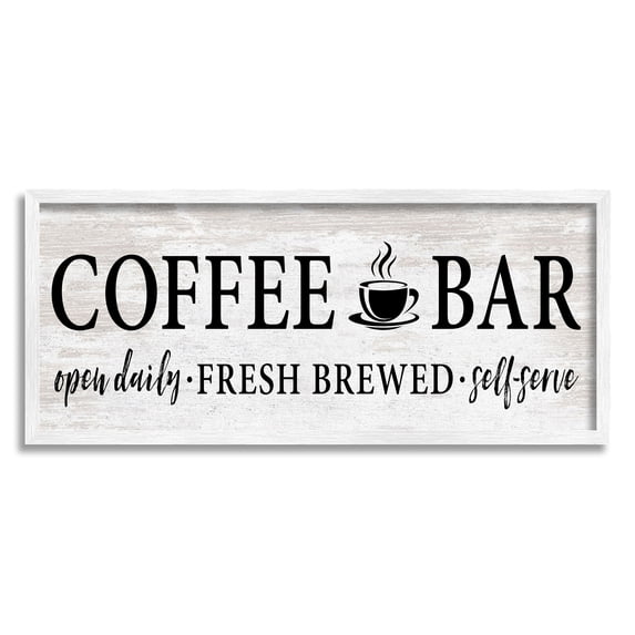 Stupell Industries Coffee Bar Cafe Sign - Rustic Kitchen - Framed Wall ...