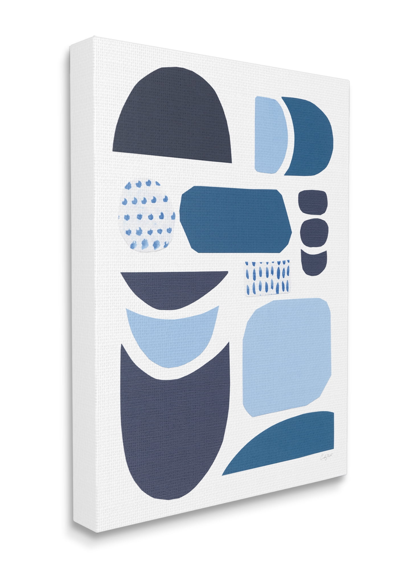 Stupell Industries Collage of Blue Abstract Shapes Tonal Pattern Canvas ...