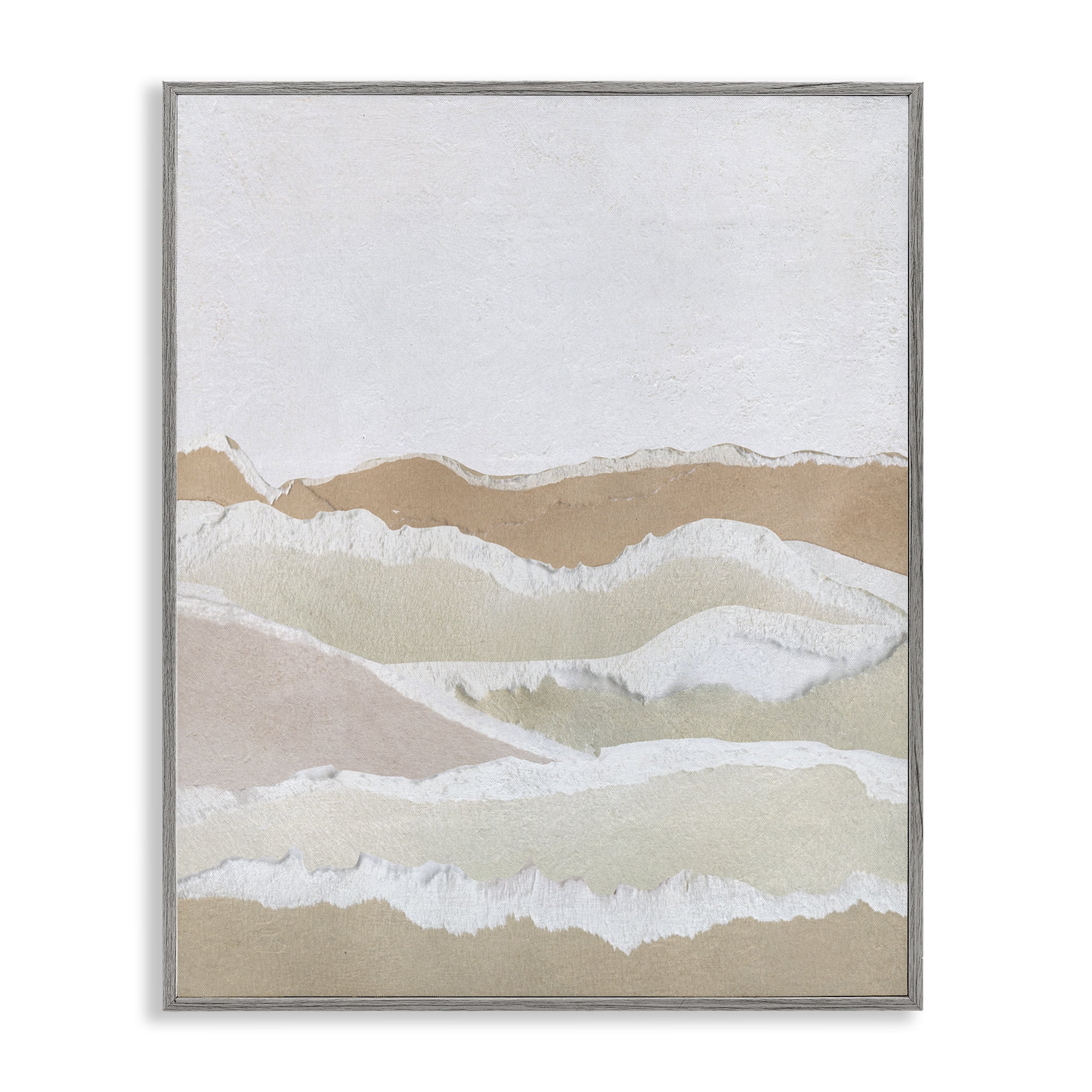 Stupell Industries Collaged Dessert Hills Abstract Painting Gray Framed ...