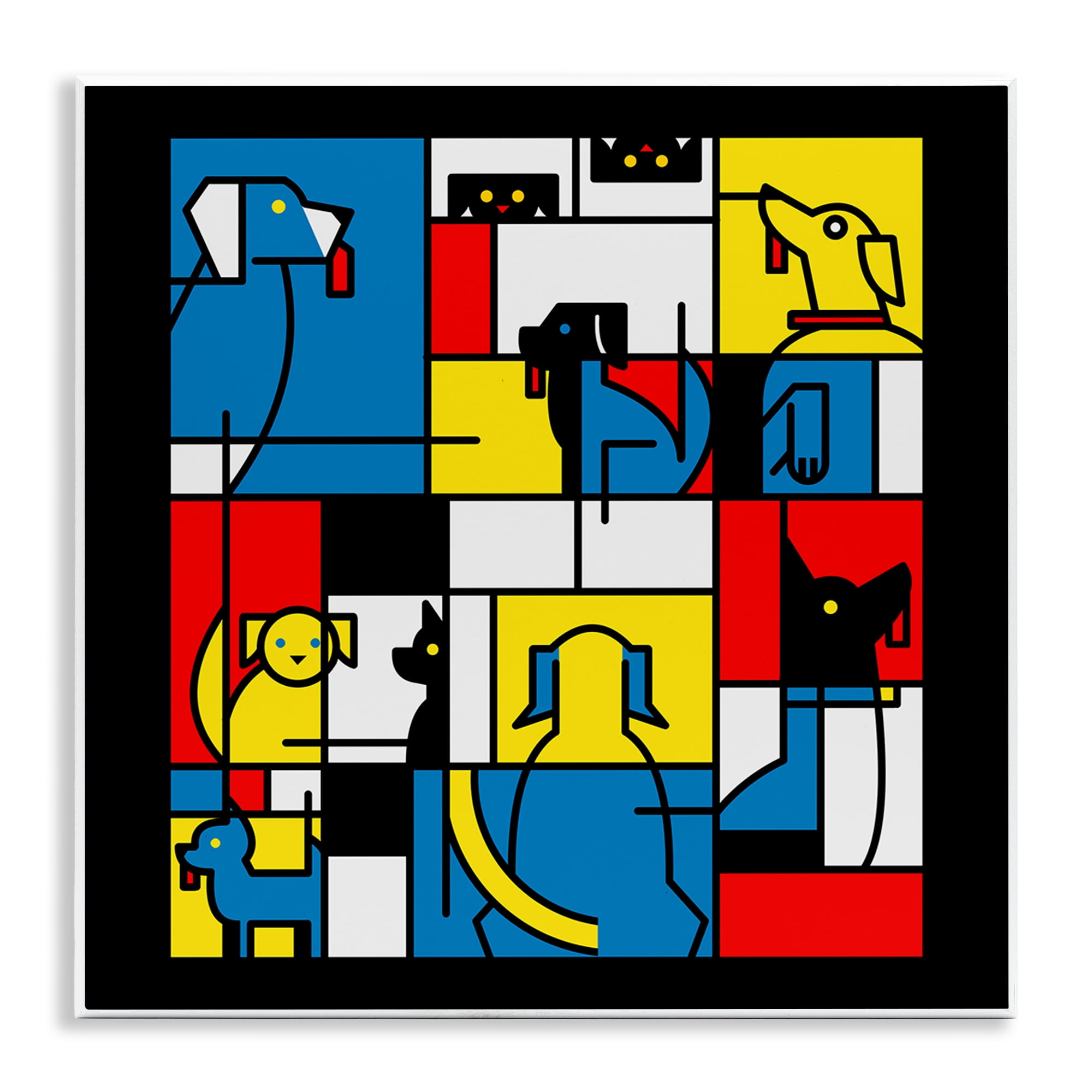 Stupell Industries Color Block Dogs Abstract Wall Plaque Art, design by ...
