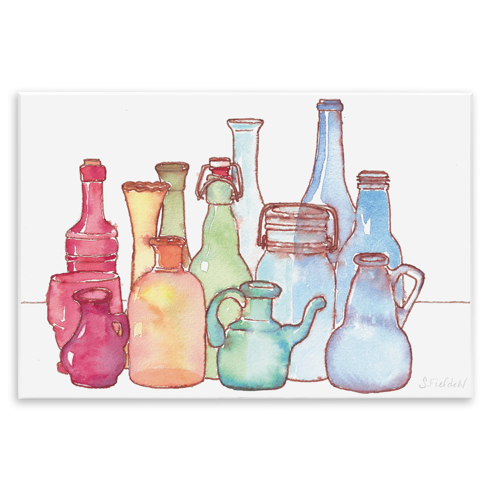 Stupell Industries Colorful Vases Collection Abstract Painting Unframed ...