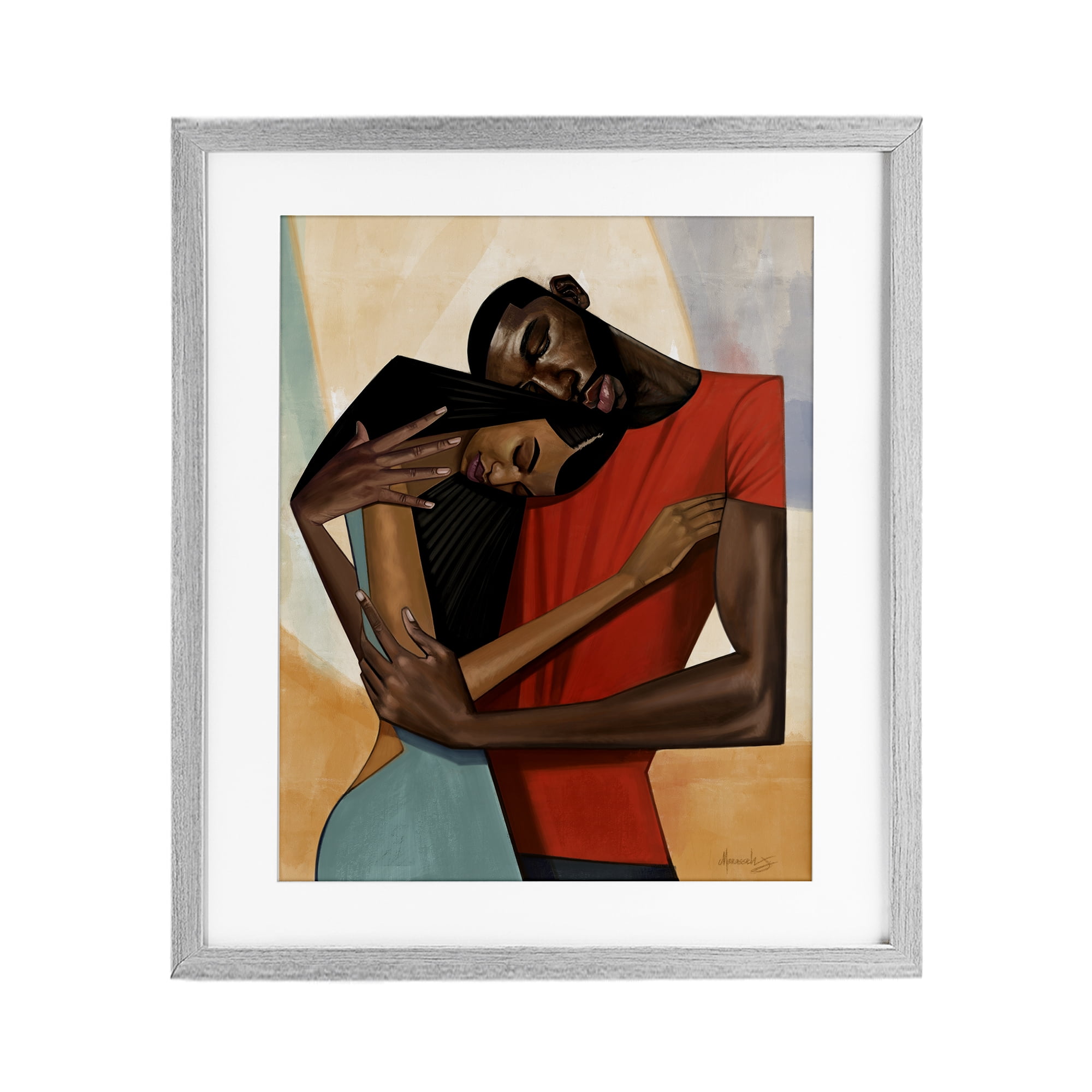 Stupell Industries Comfort Cubism Portrait Gray Framed Print Under ...