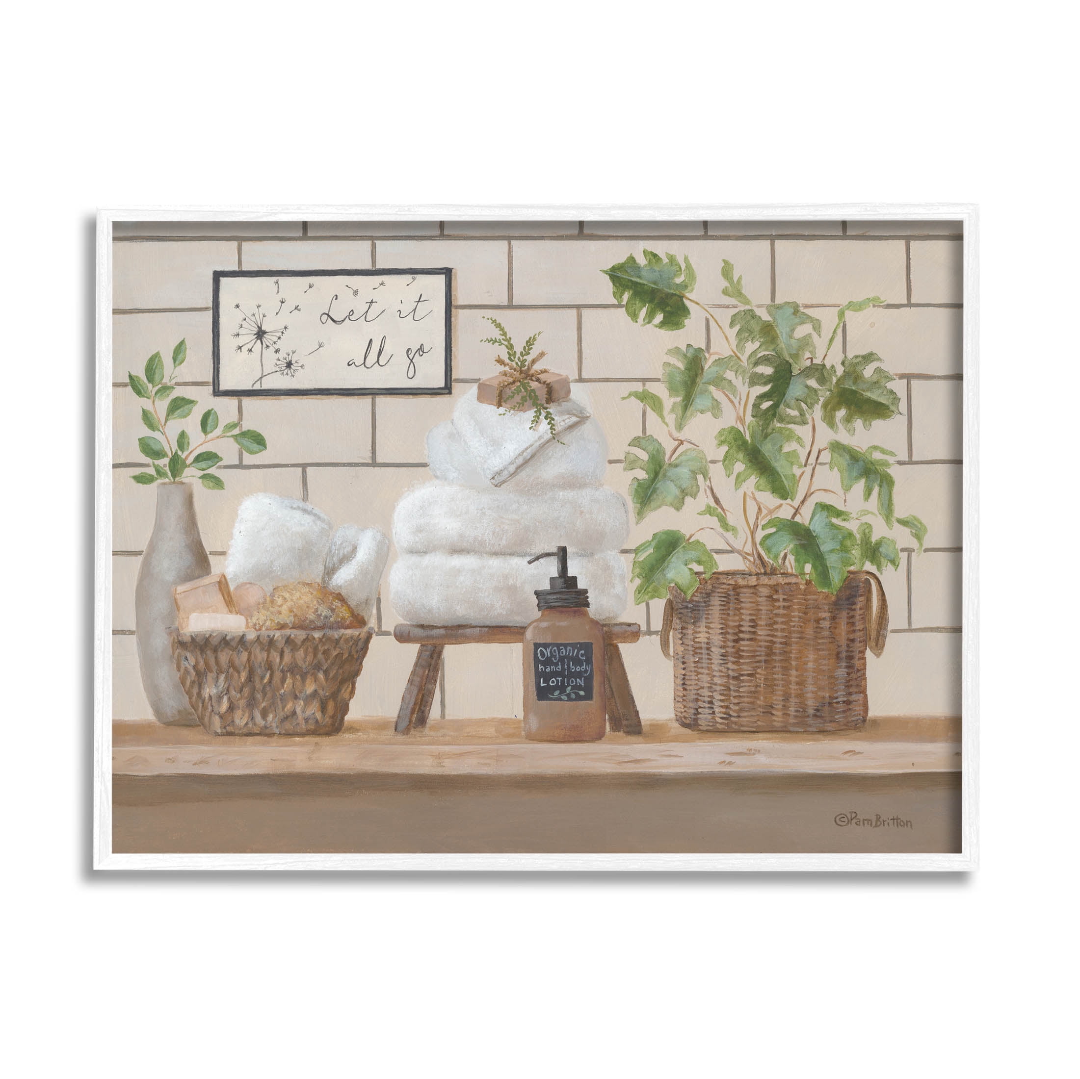 Stupell Industries Comforting Bathroom Spa Still Life Painting White ...