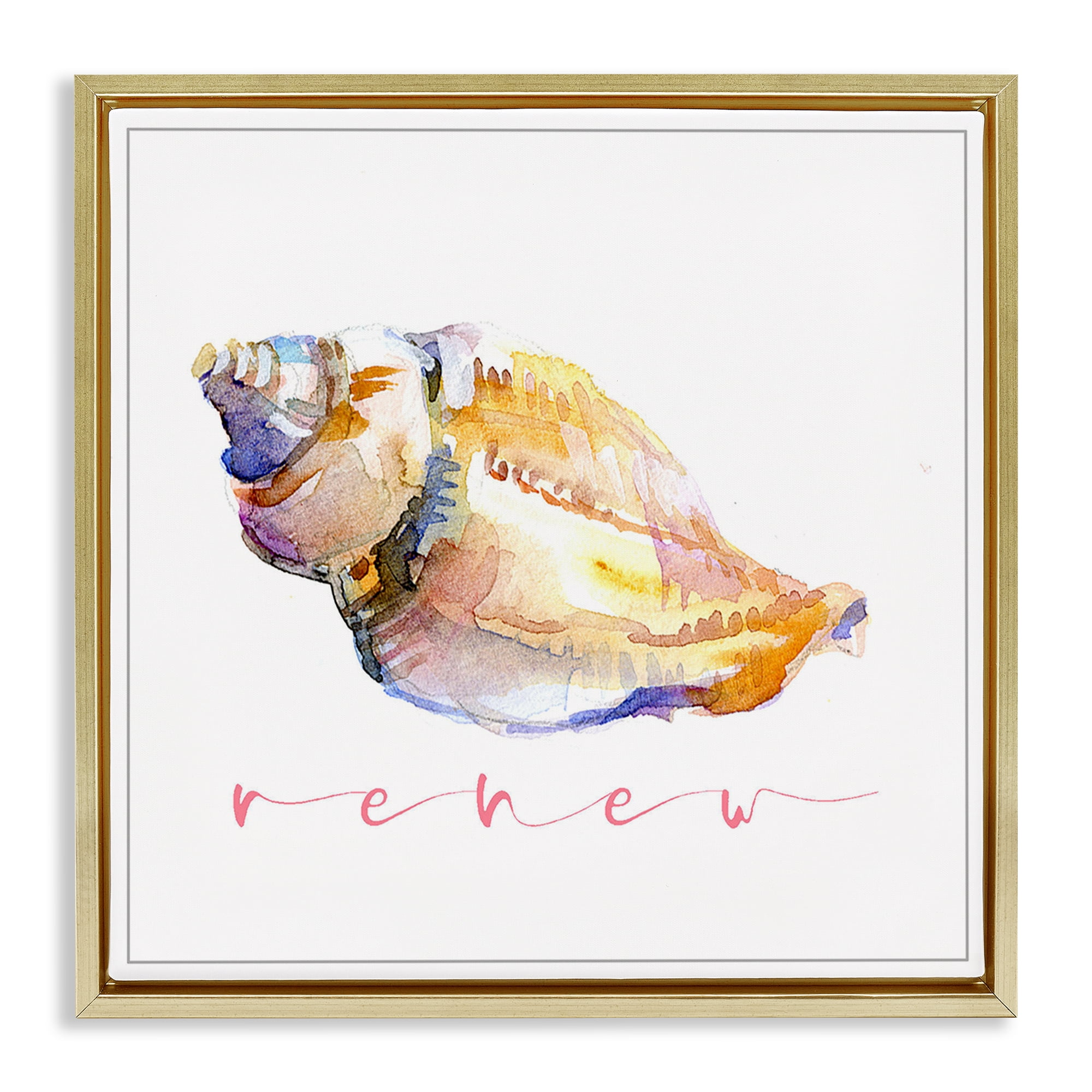 Stupell Industries Conch Shell Renew Nautical & Beach Painting Gold ...