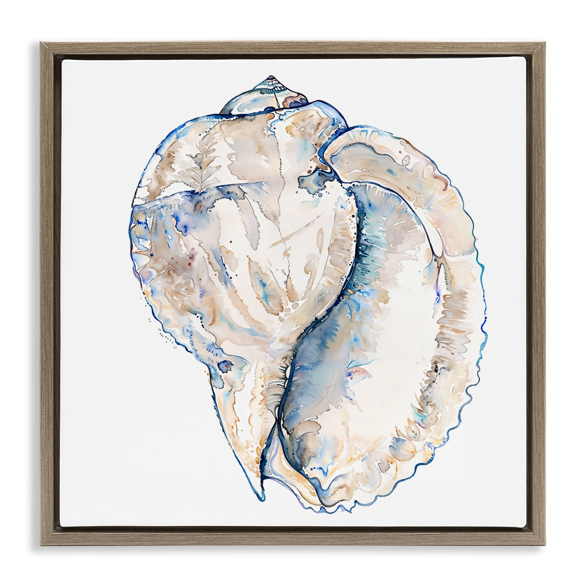 Stupell Industries Conch Shell on White Coastal Painting Brown Floater ...