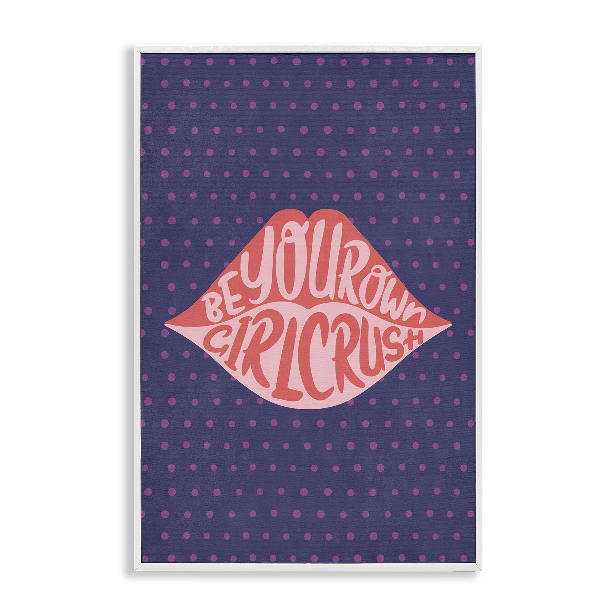 Stupell Industries Confident Girl Crush Lips Text & Numbers Painting ...