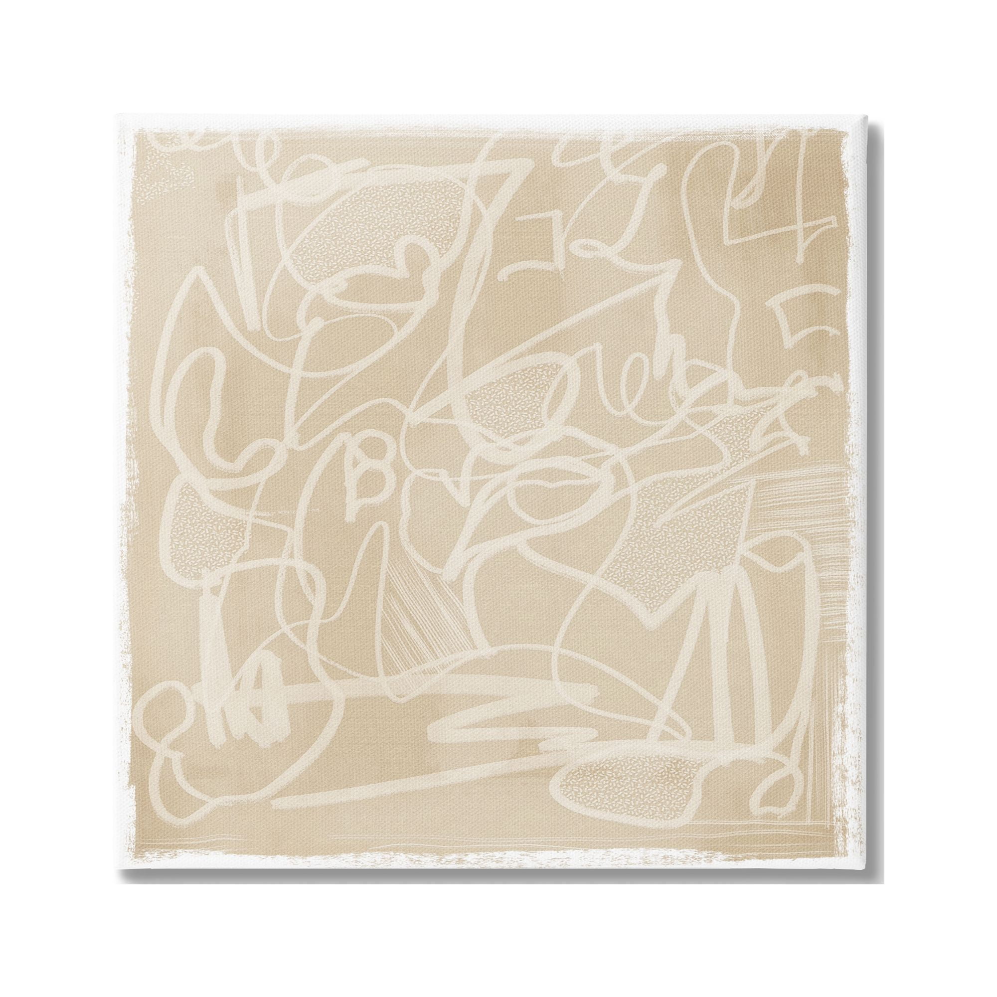 Stupell Industries Contemporary Beige Scribbles Abstract Painting Gallery Wrapped Canvas Print ...