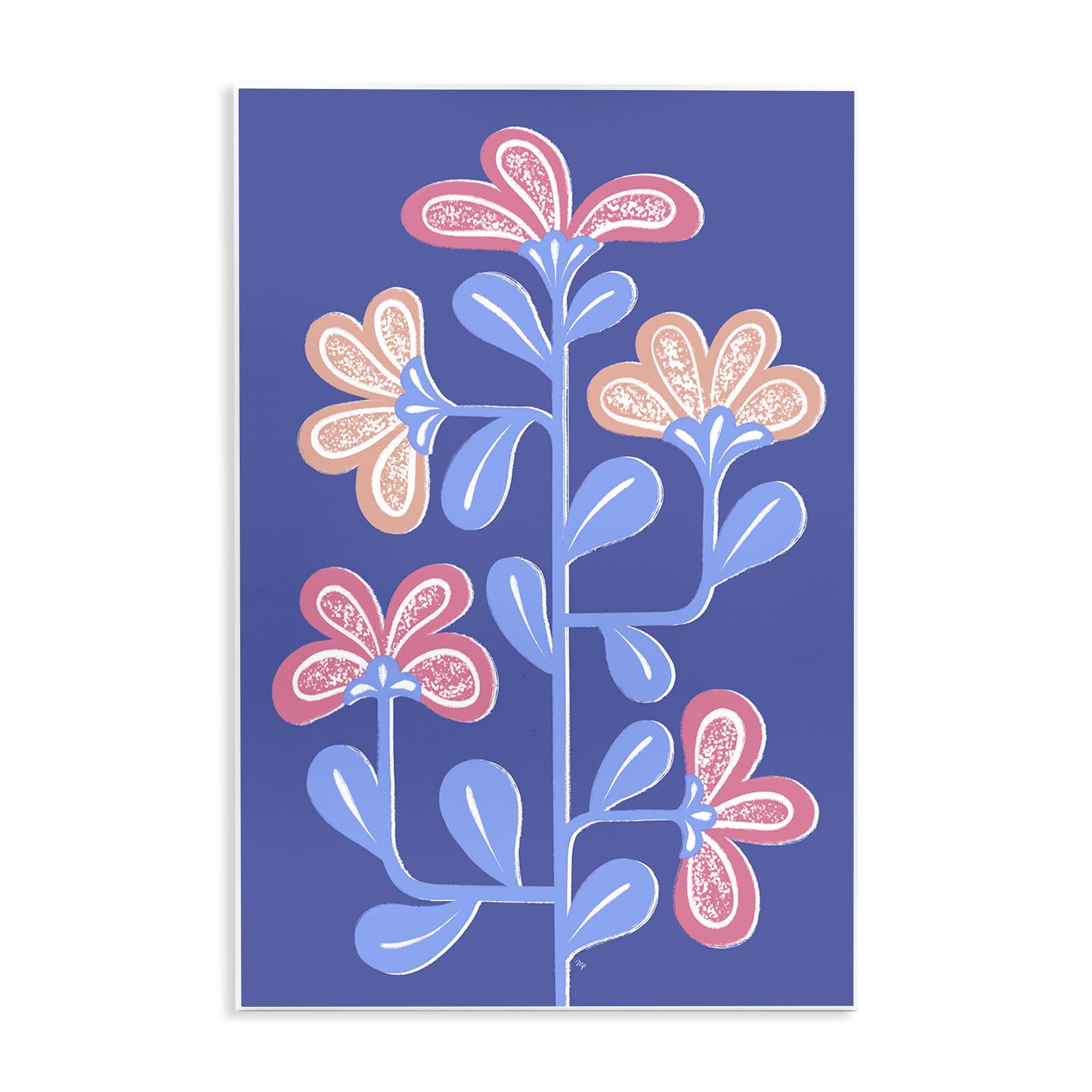 Stupell Industries Contemporary Curved Growing Flowers Floral Painting ...