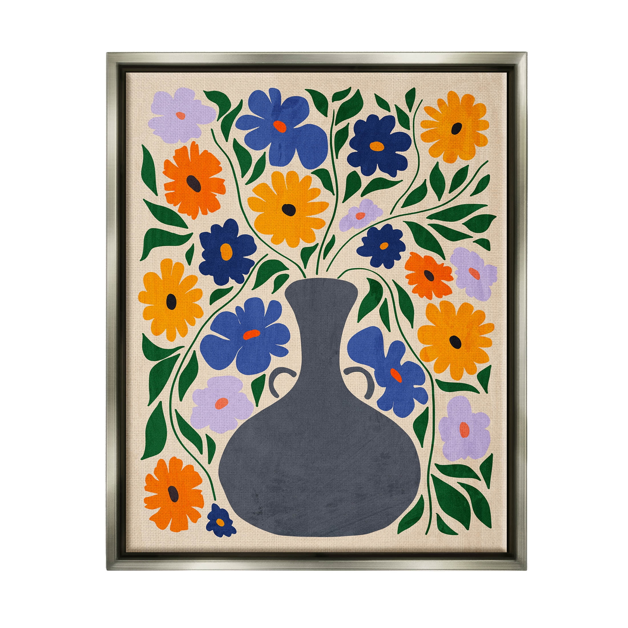 Stupell Industries Contemporary Daisies Flower Pot Graphic Art Luster ...