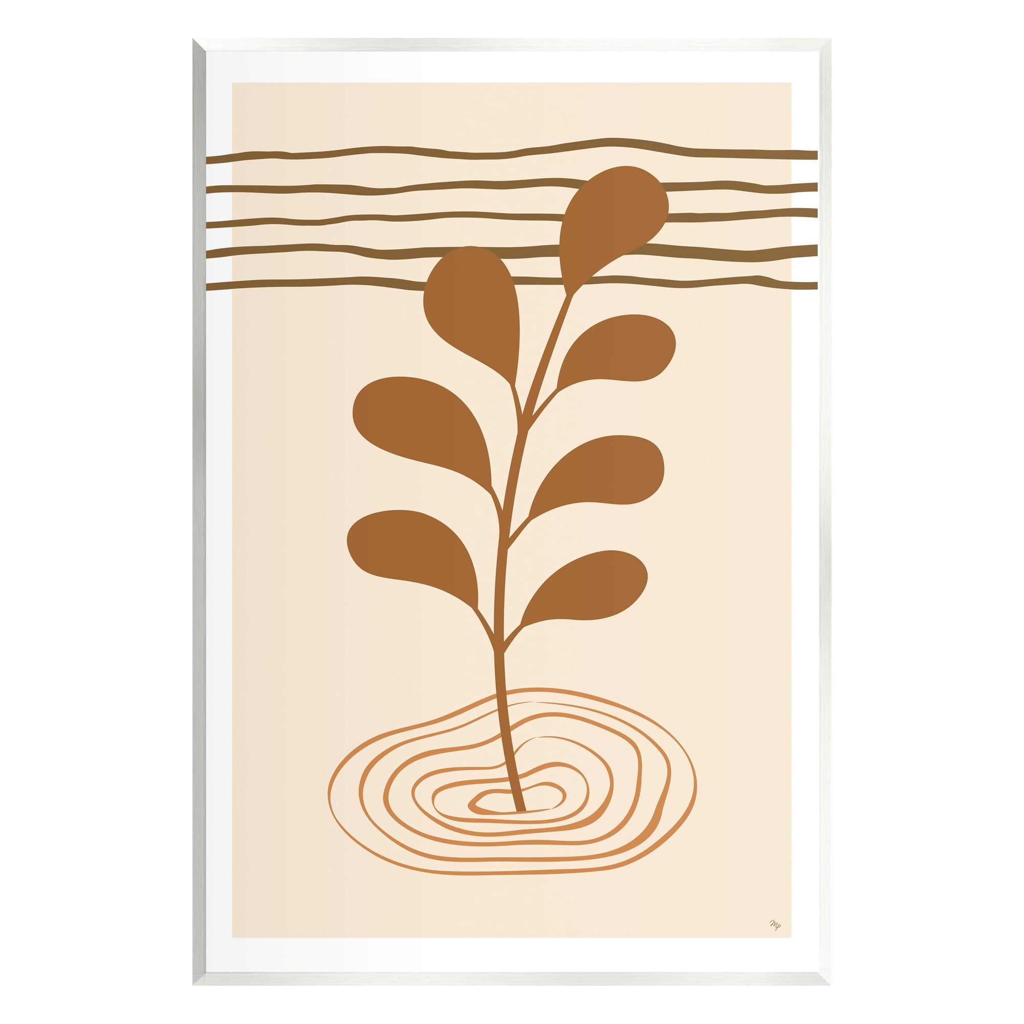 Stupell Industries Contemporary Earthy Leaf Botanical & Floral Painting ...