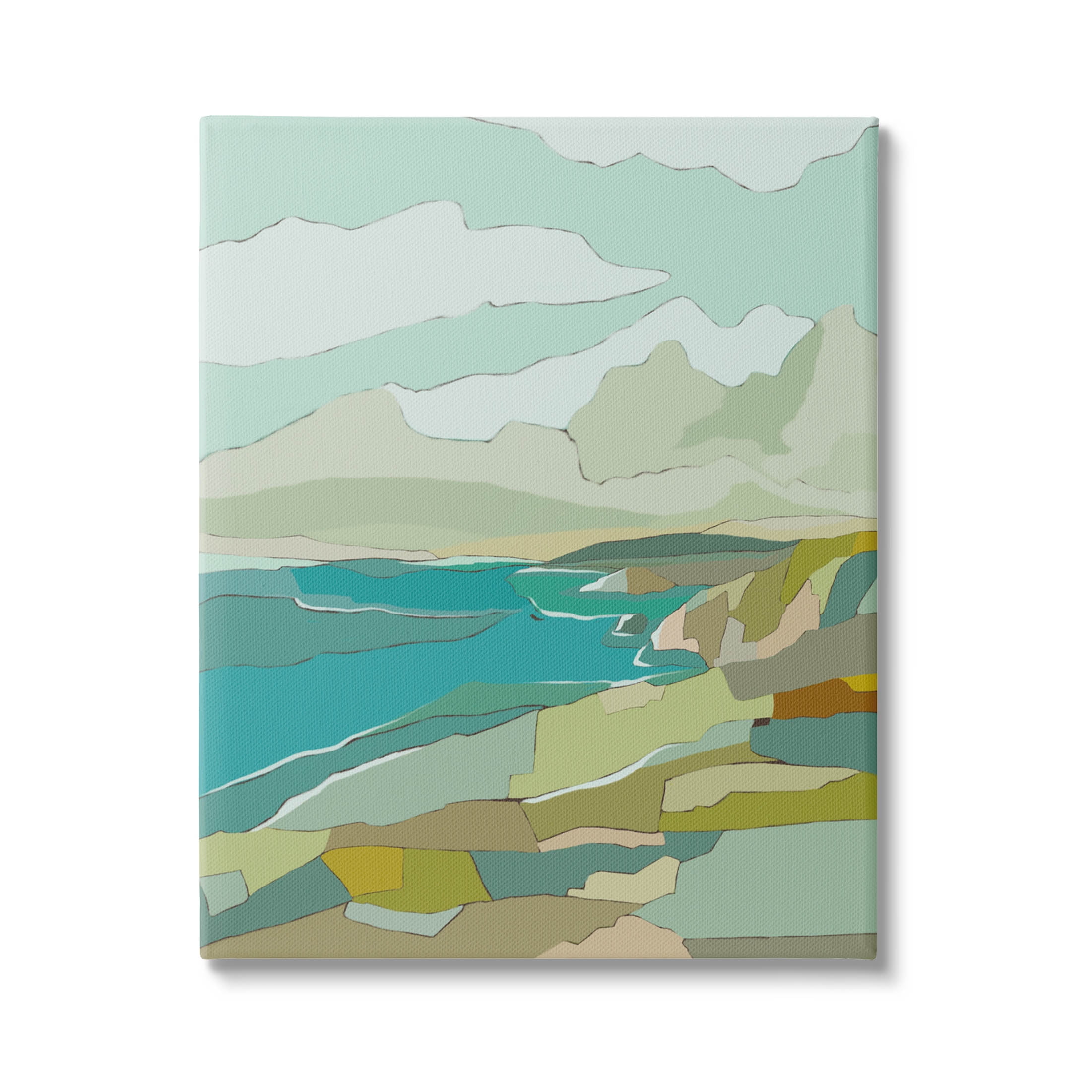 Stupell Industries Contemporary Mountainous Blocked Shore Graphic Art ...