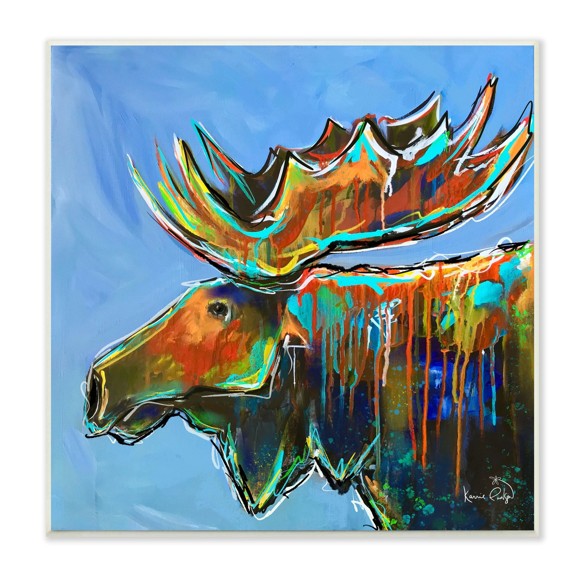 Stupell Moose Antlers Painting Art Print - 12x12 Inches - Walmart.com
