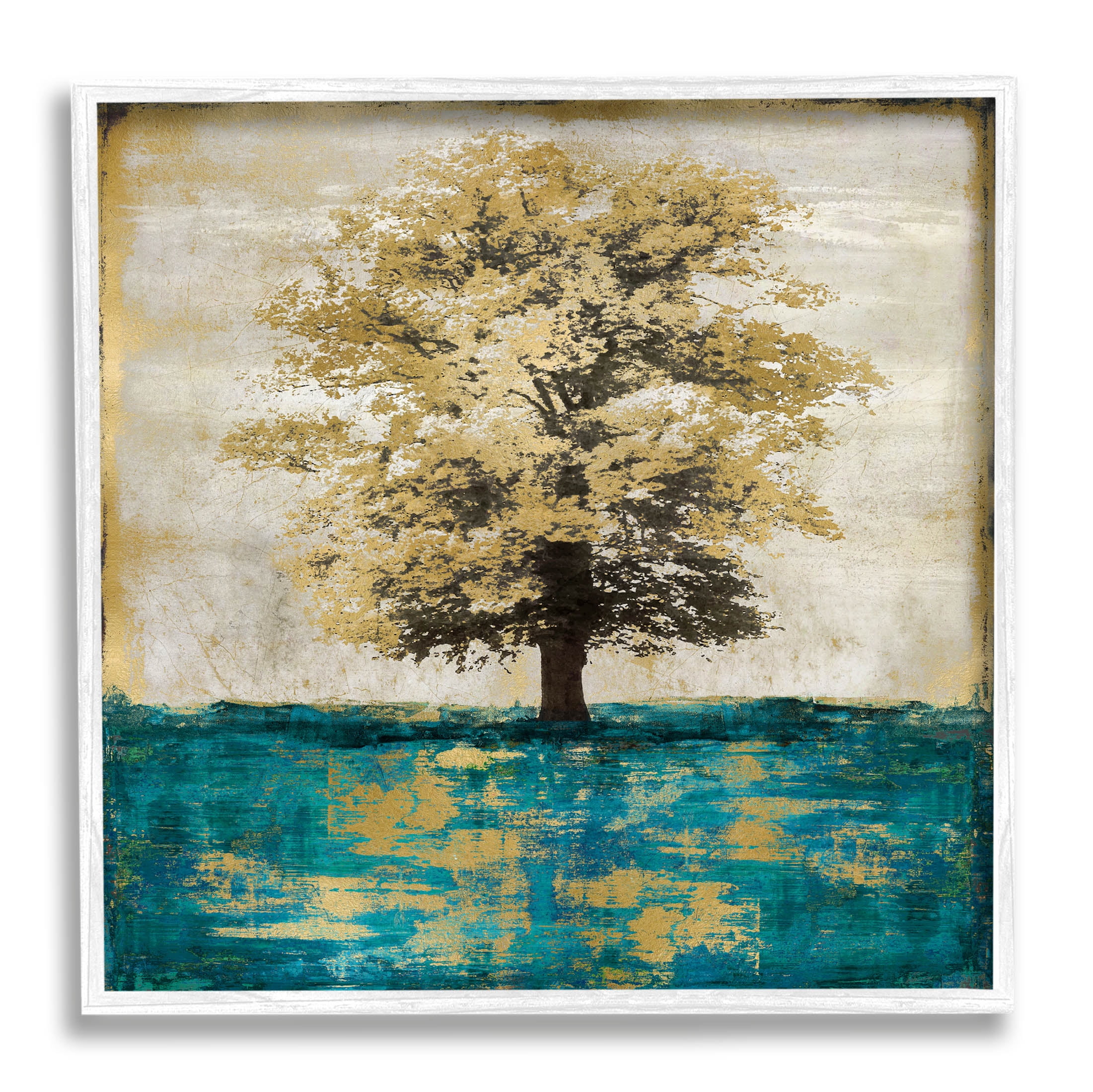 Stupell Industries Contemporary Tree Leaf Reflection Graphic Art White ...