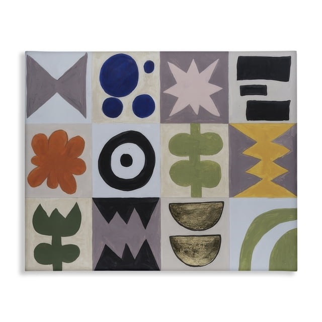 Stupell Industries Contemporary Tulips & Shapes Abstract Painting ...