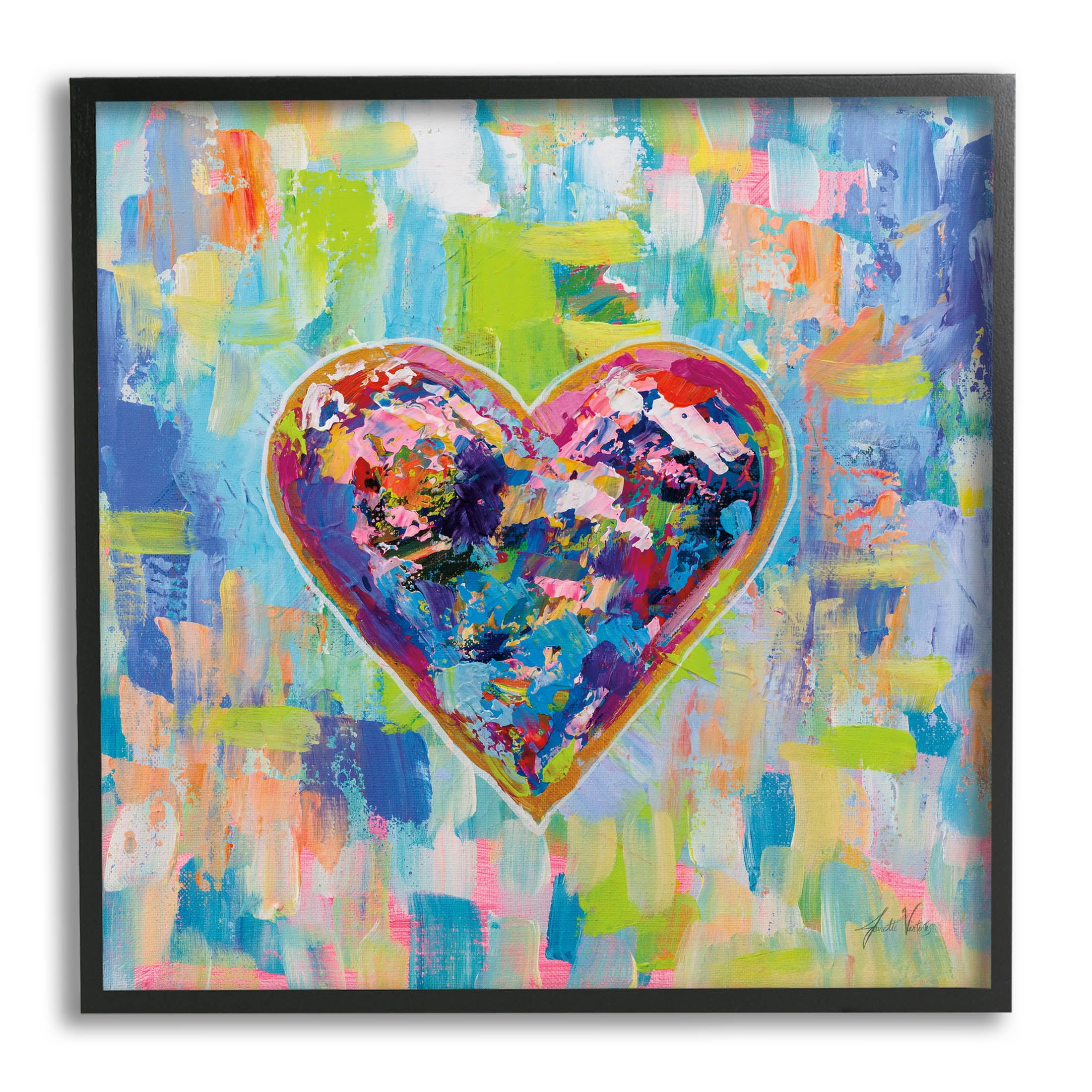Stupell Industries Heart Shape Painting - Black Framed Art Print ...