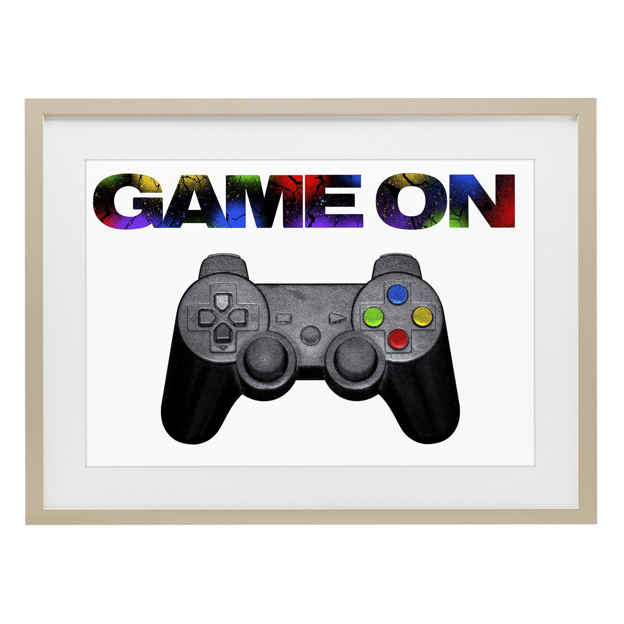 Stupell Industries Controller Game On Splatter Birch Framed Print Under ...