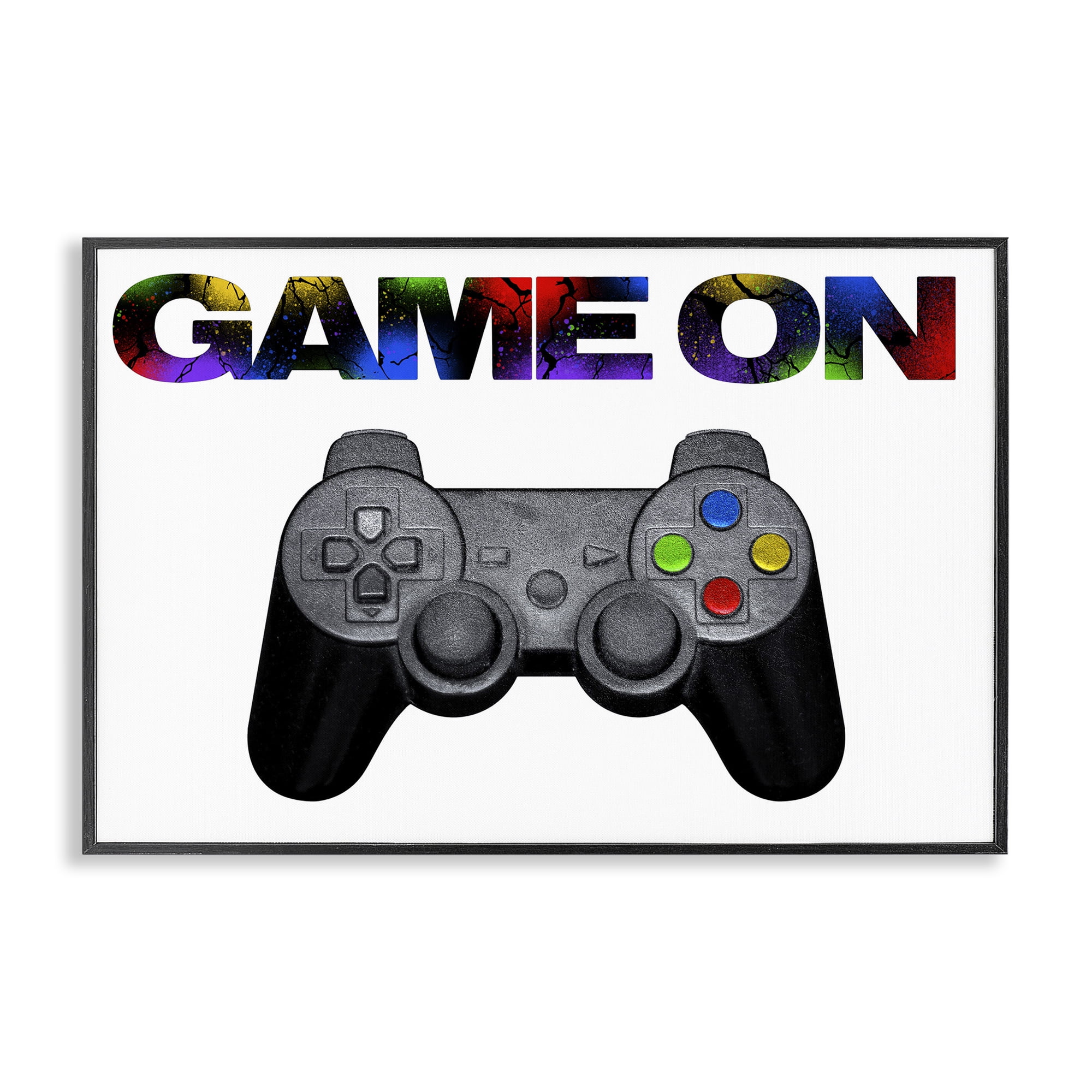 Stupell Industries Controller Game On Splatter Black Framed Giclee Art ...