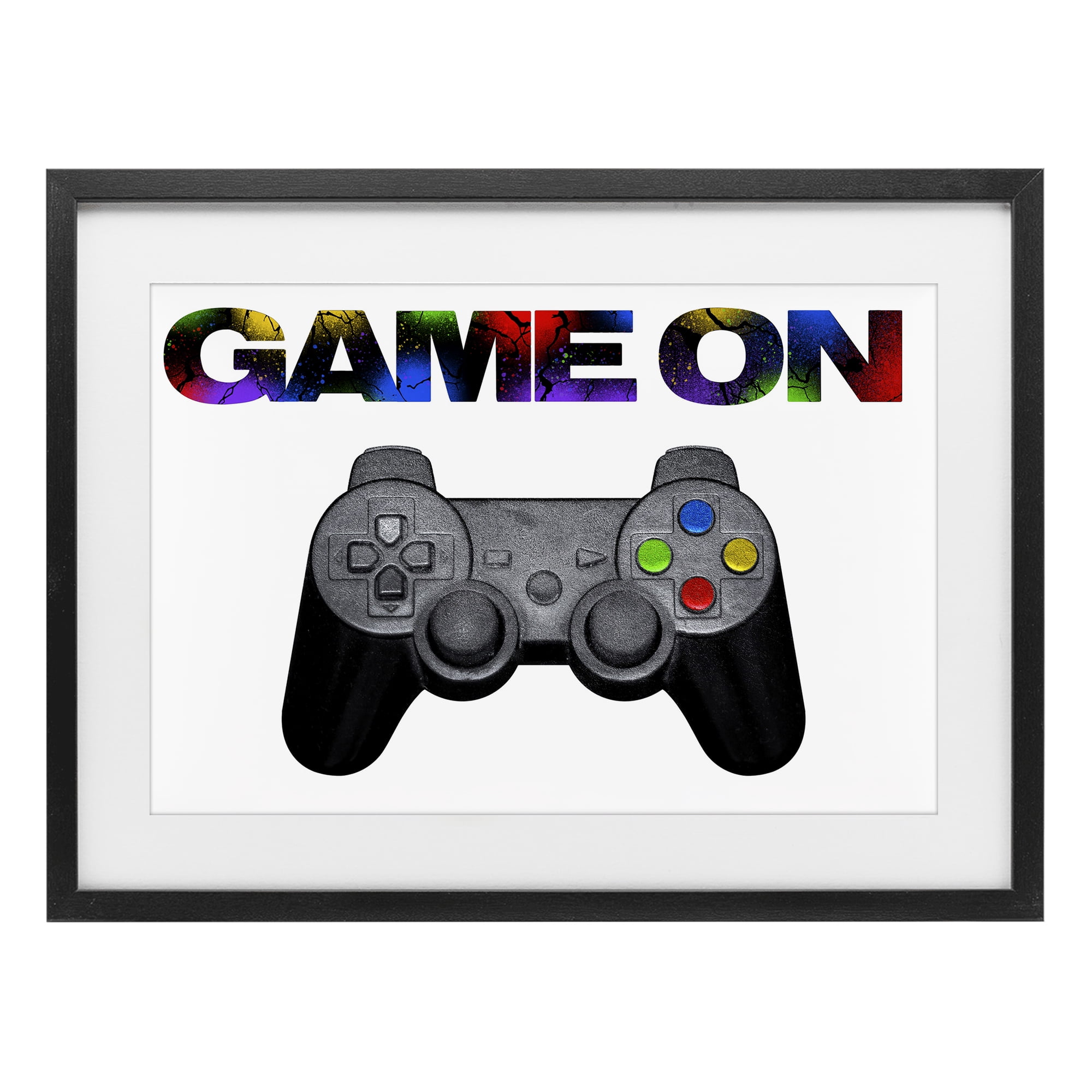 Stupell Industries Controller Game On Splatter Black Framed Print Under ...