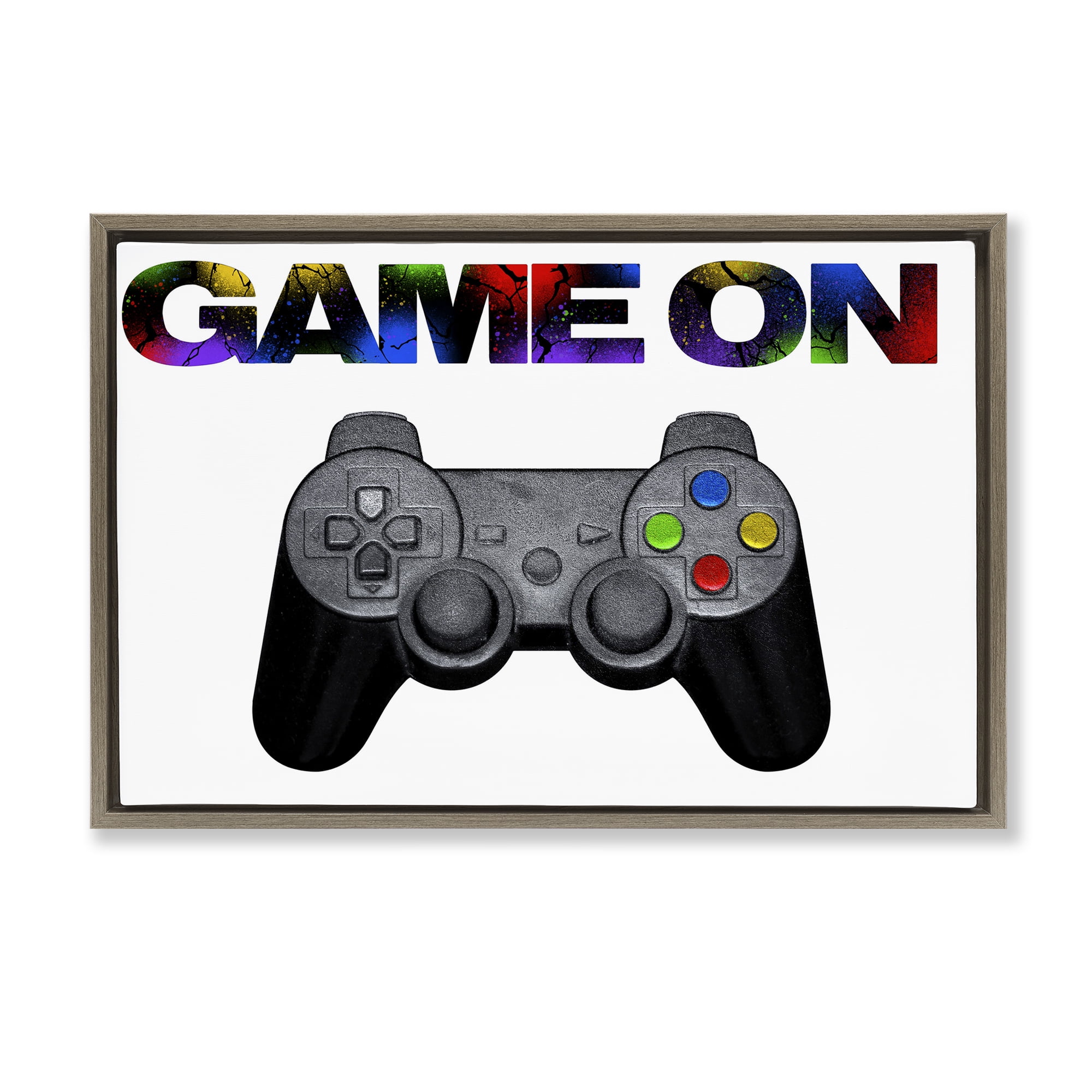 Stupell Industries Controller Game On Splatter Brown Framed Floater ...