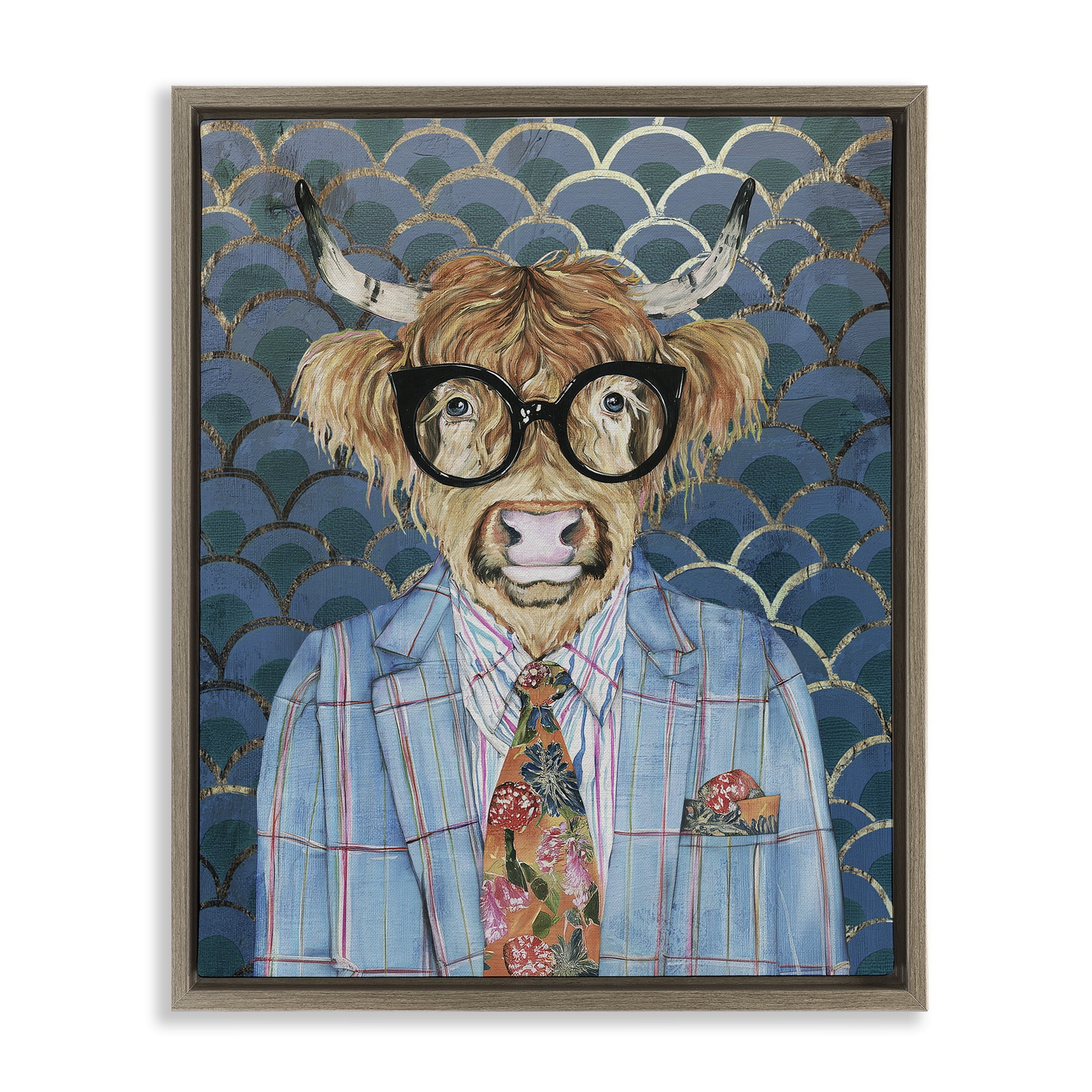 Stupell Industries Cool Highlander Portrait Brown Framed Floater Canvas ...