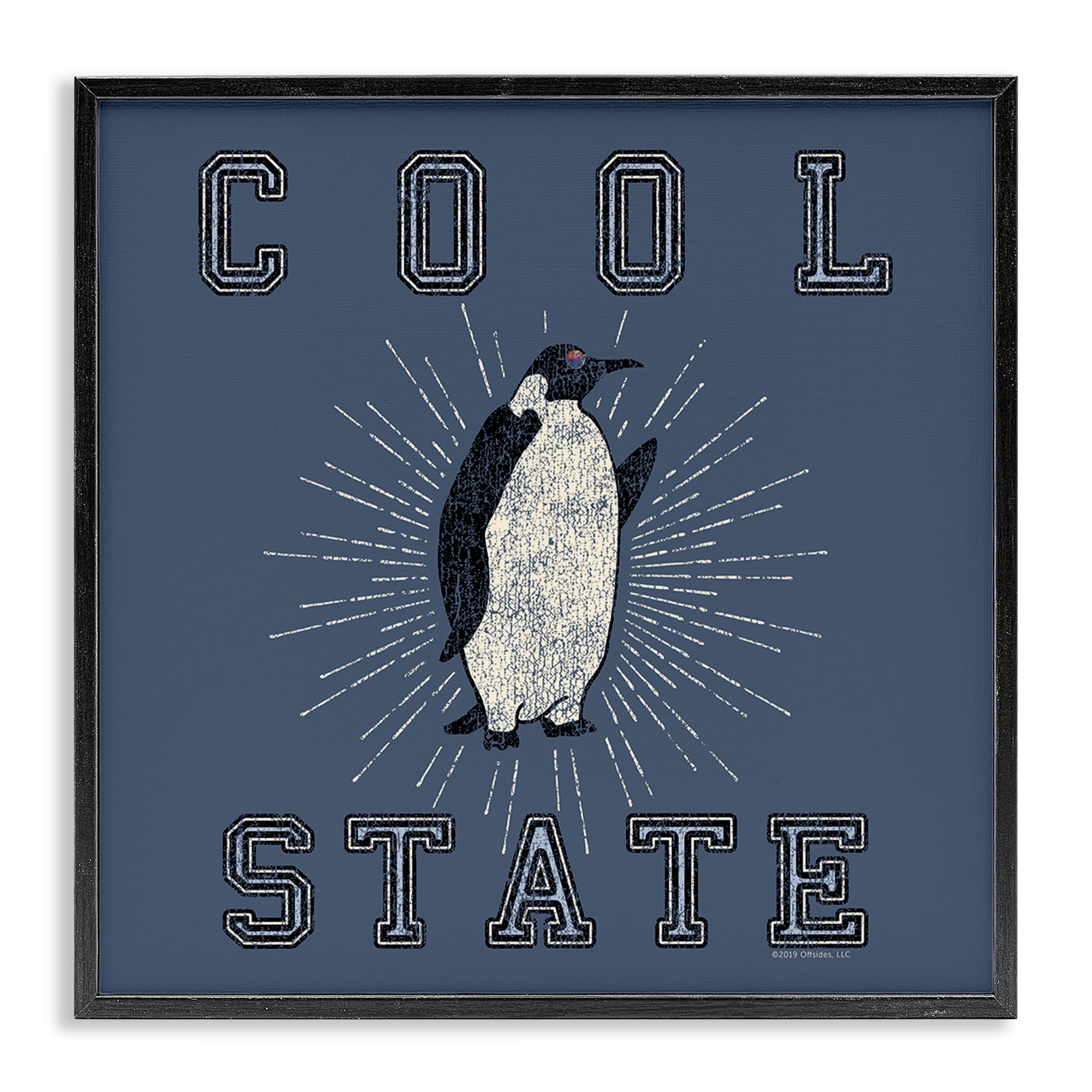 Stupell Industries Cool Penguin State Varsity Animals Painting Black ...