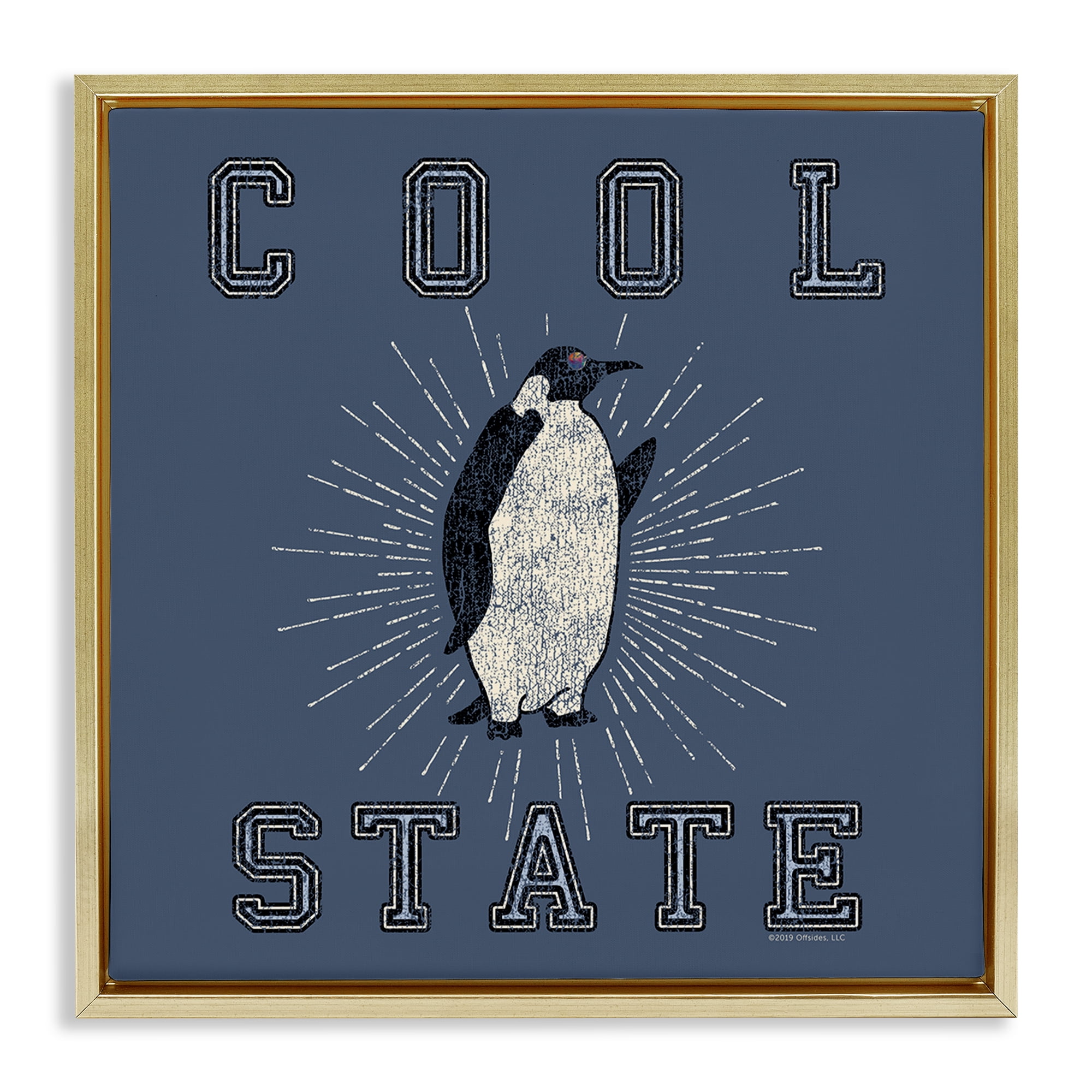 Stupell Industries Cool Penguin State Varsity Animals Painting Gold ...