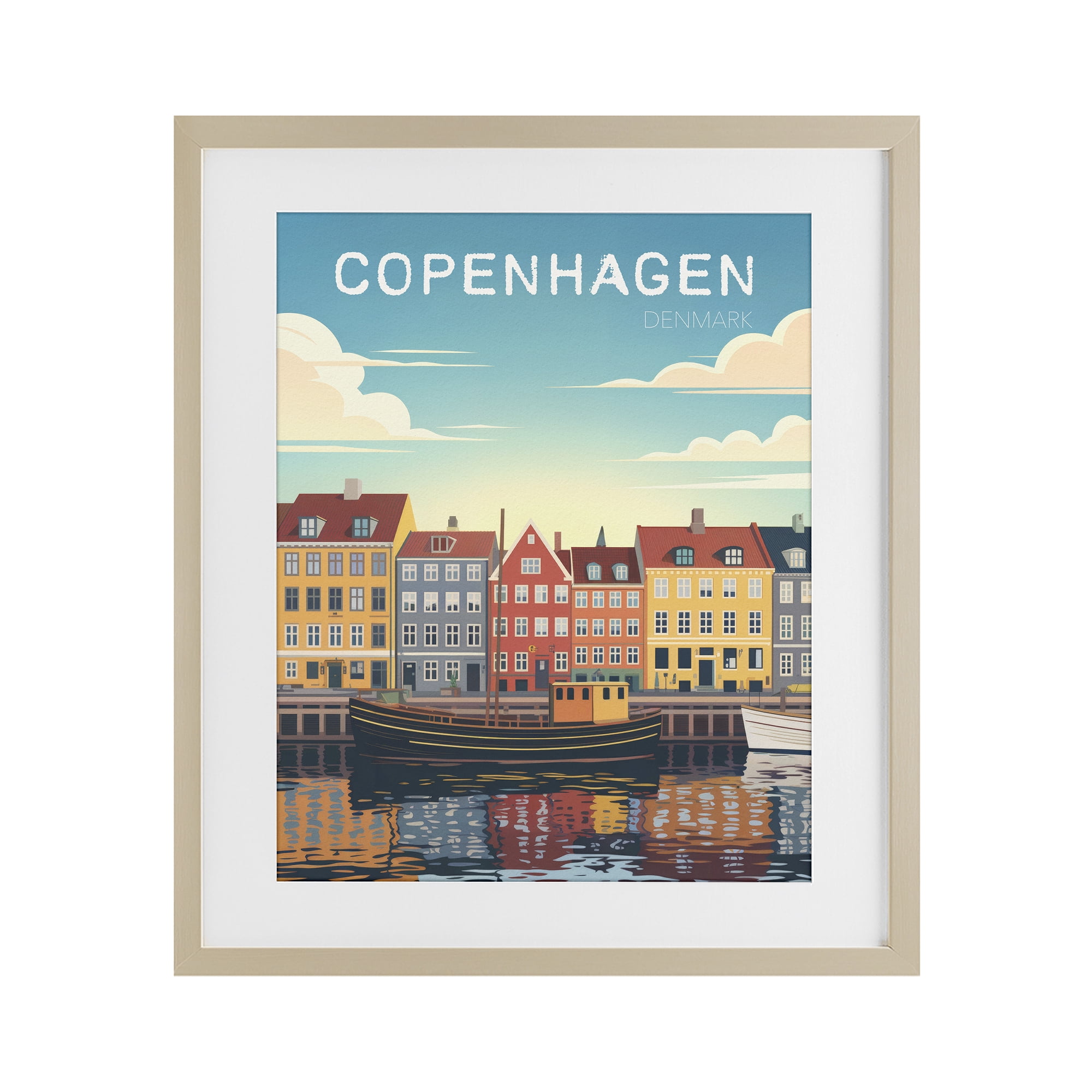 Stupell Industries Copenhagen Cityscape with River Birch Framed Print ...