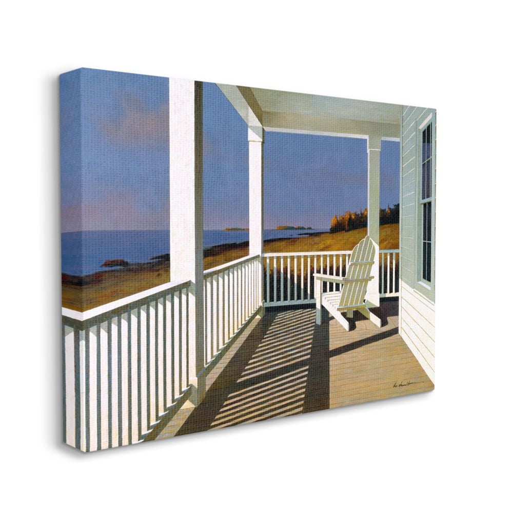 Stupell Industries Cottage Porch Scene at Sunset Coastal Landscape ...