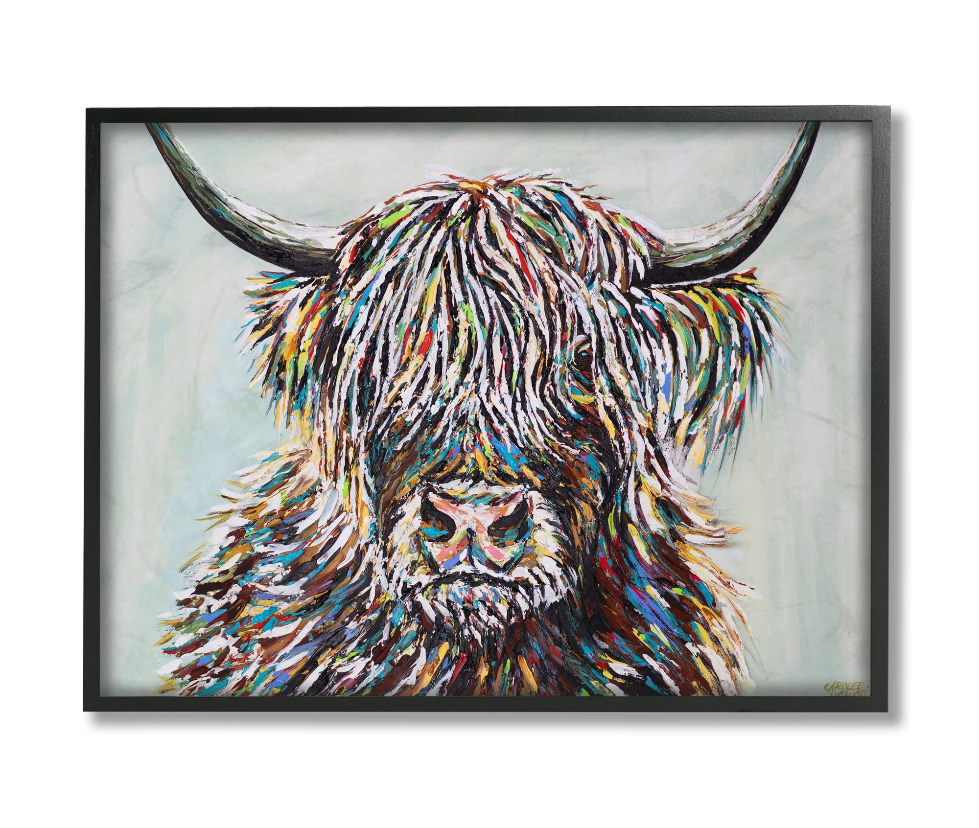 Stupell Industries Country Cattle Wooly Highland Portrait Rainbow Hair ...