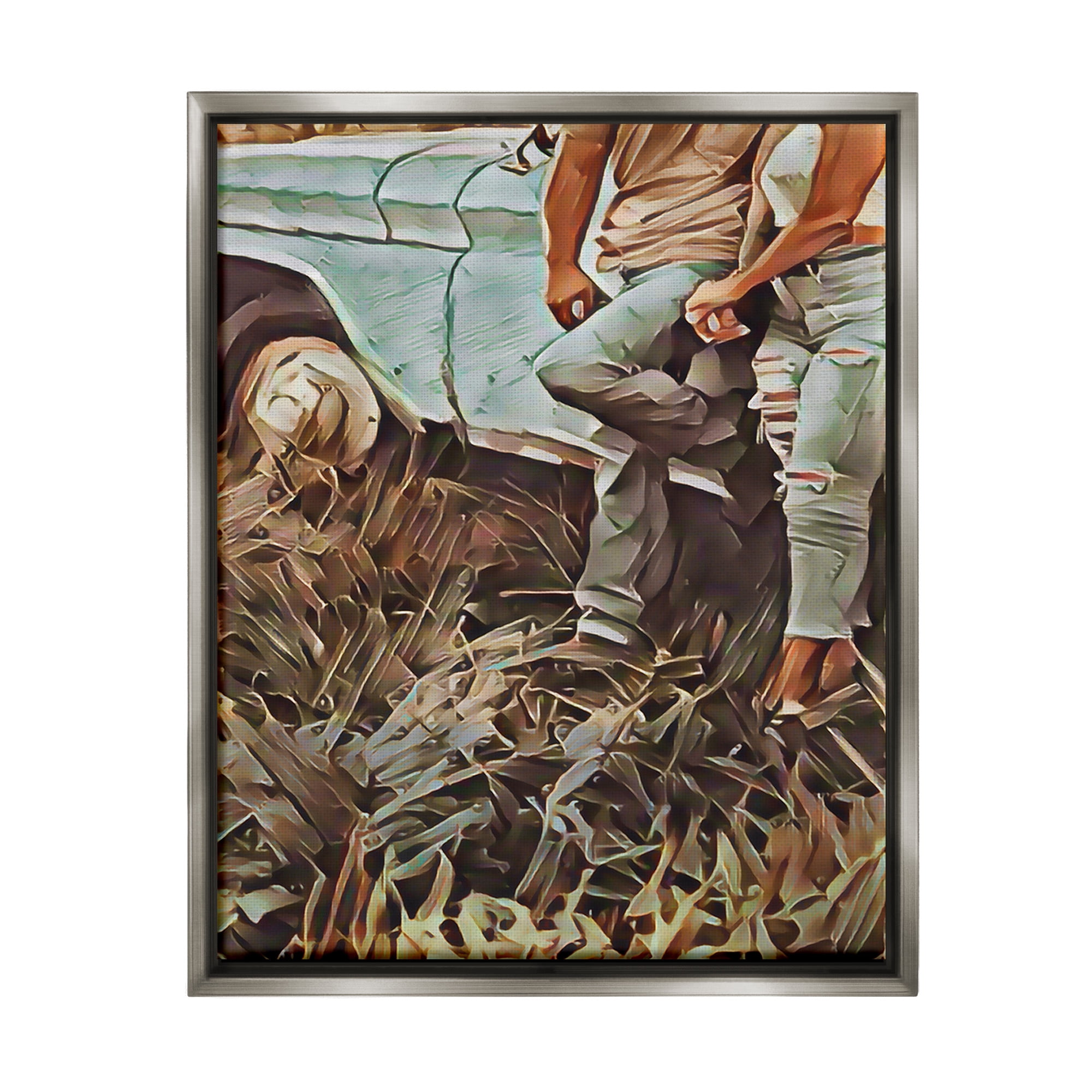 Stupell Industries Country Couple & Car Transportation Painting Gray ...