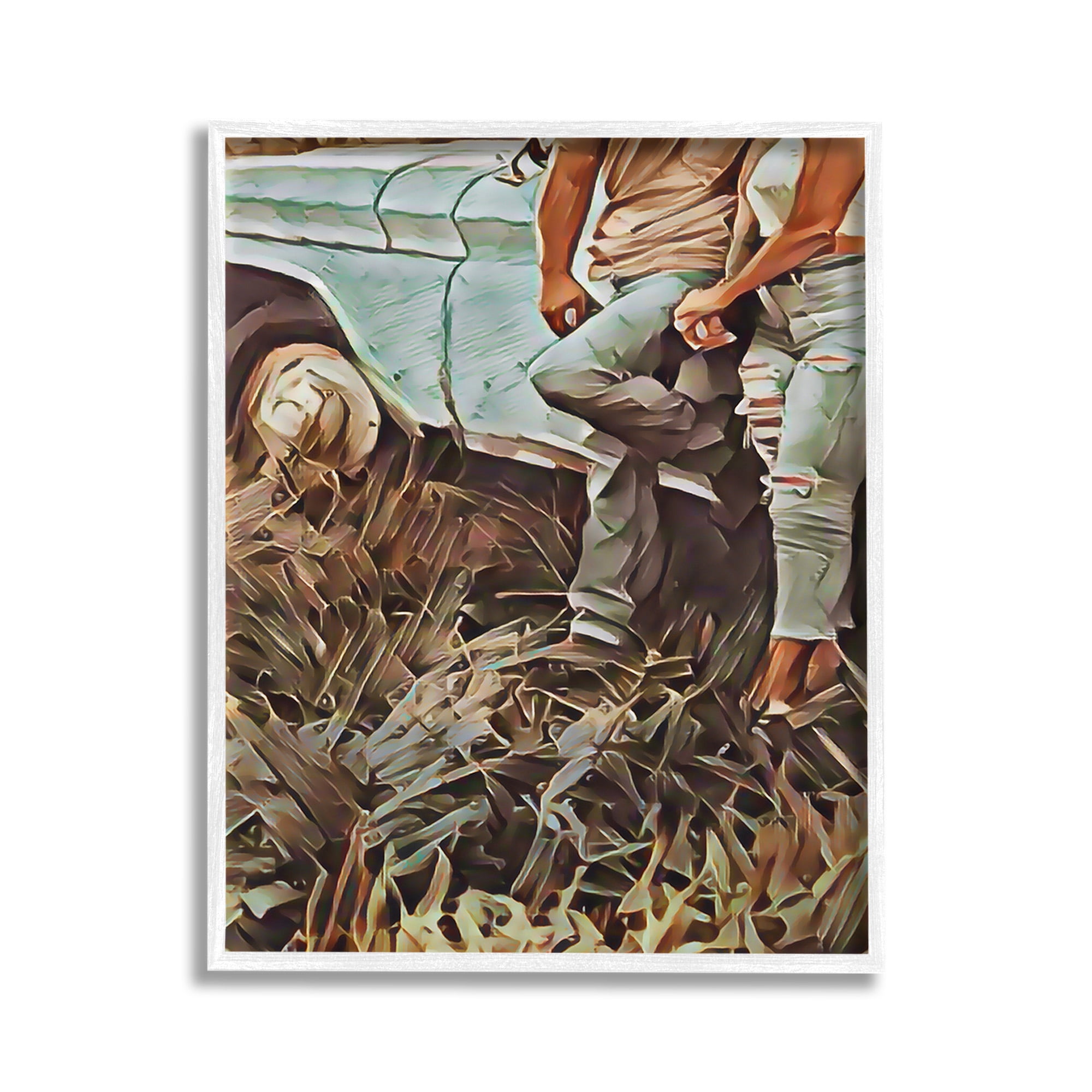 Stupell Industries Country Couple & Car Transportation Painting White ...
