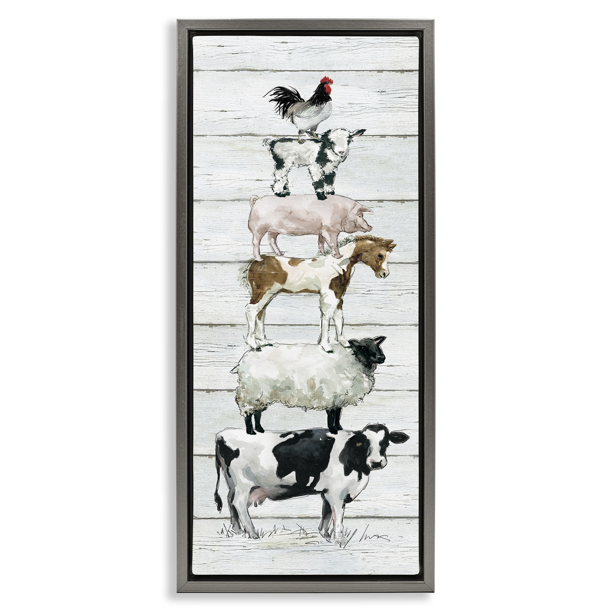 Stupell Industries Country Farm Animal Stack Animals & Insects Painting ...