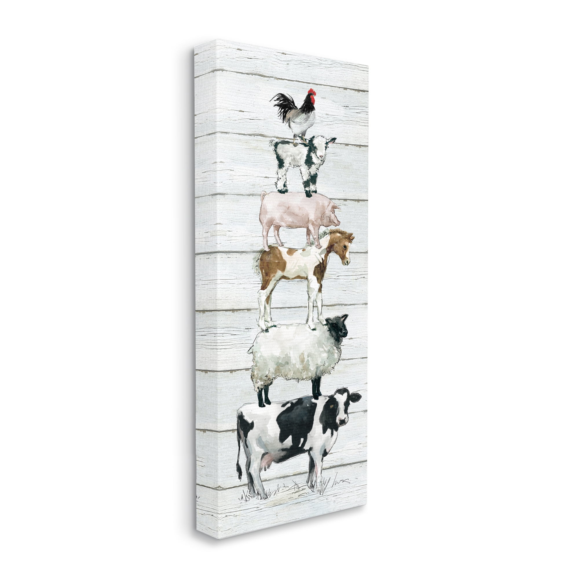 Stupell Industries Country Farm Animal Stack Cow Sheep Pig Rooster ...