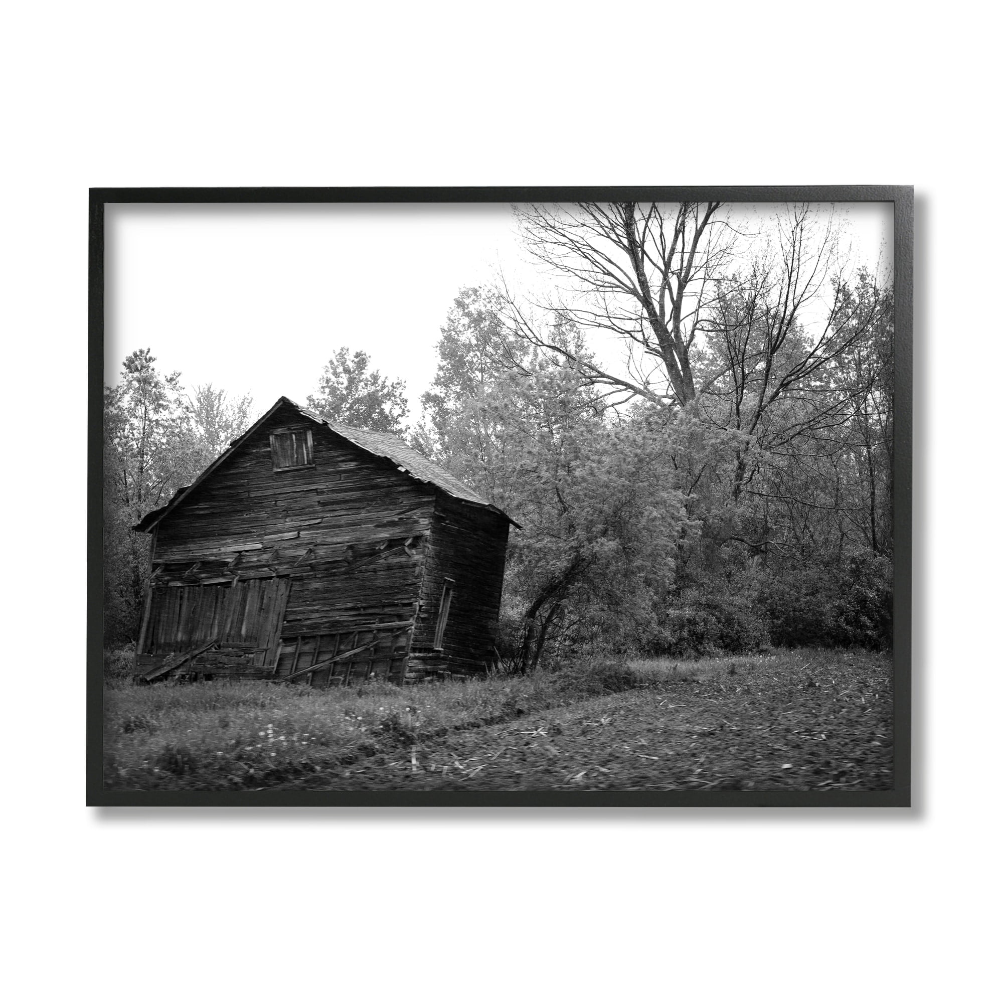 Stupell Industries Countryside Farm Shack Black White Landscape ...