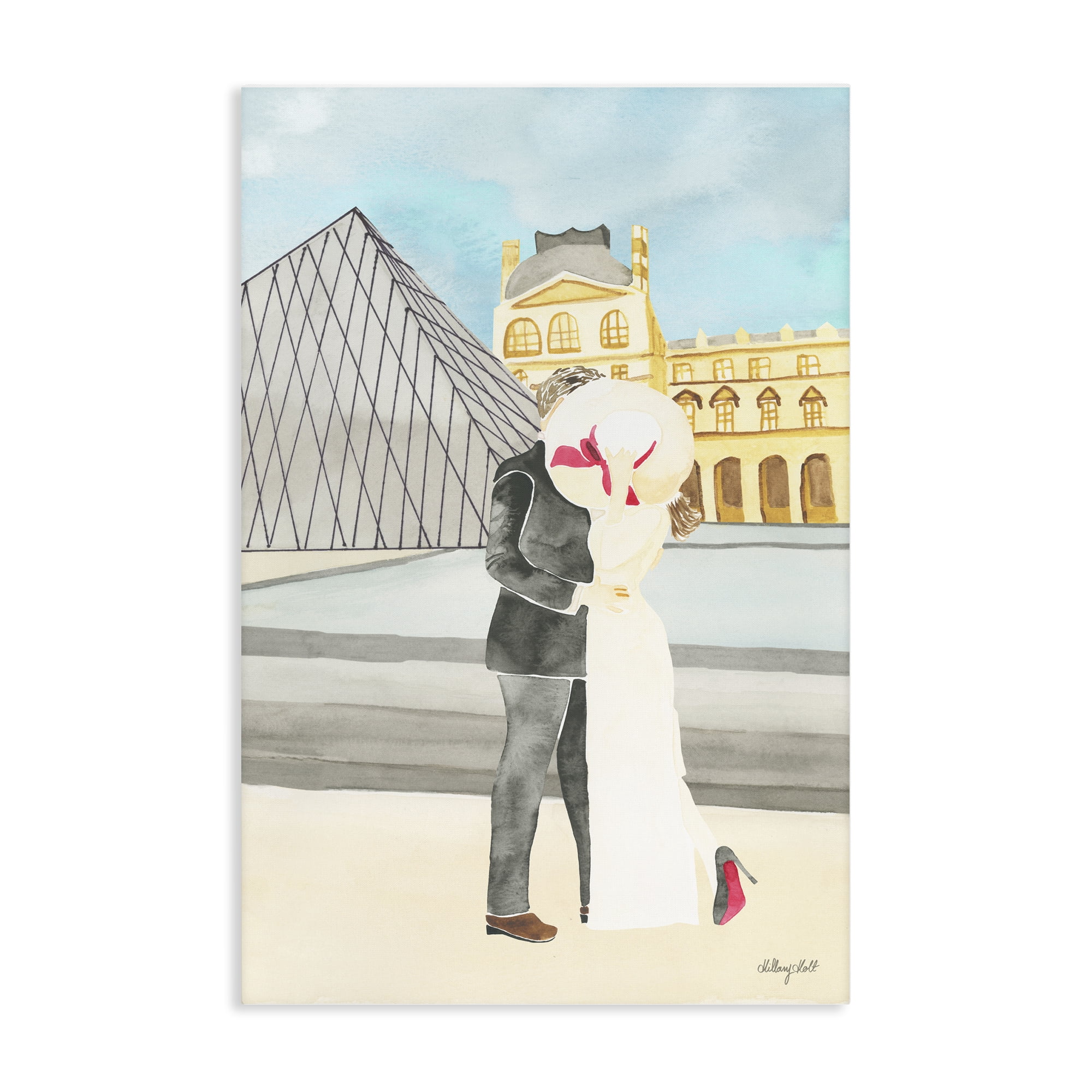 Stupell Industries Couple Embrace At The Louvre Canvas Wall Art, design ...
