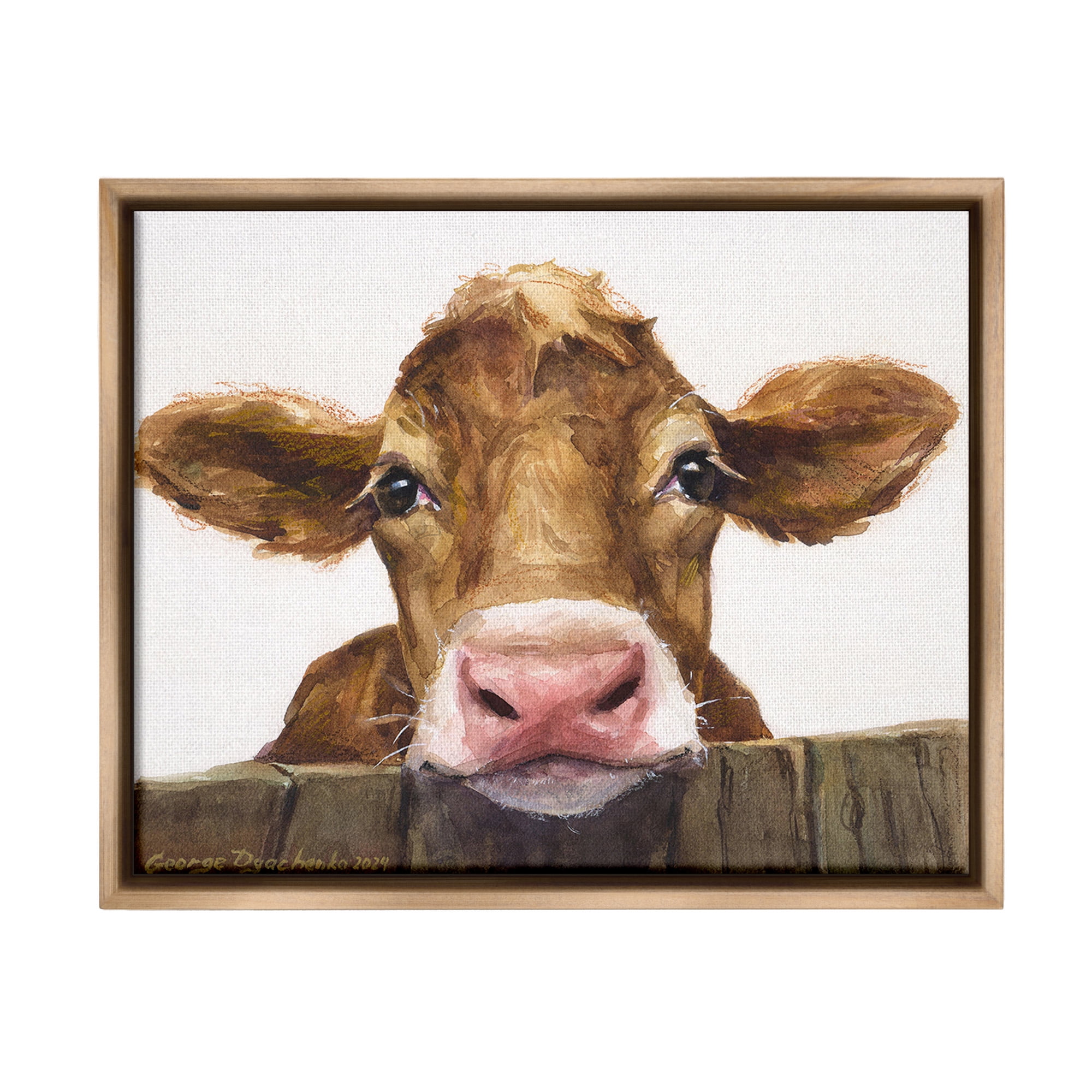 Stupell Industries Cow Resting on Fence Animals & Insects Painting ...