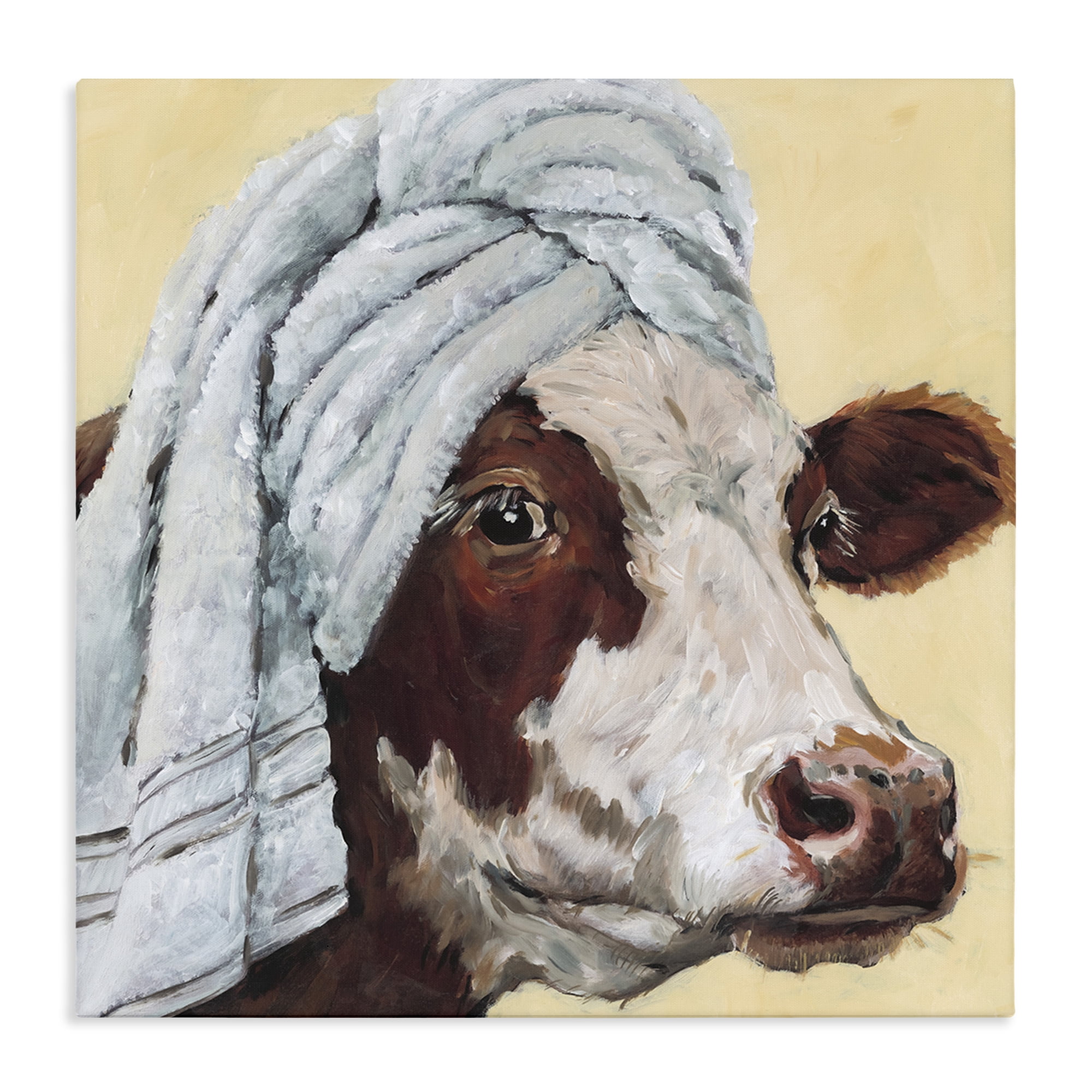 Stupell Industries Cow Spa with Towel Canvas Wall Art, design by Studio ...