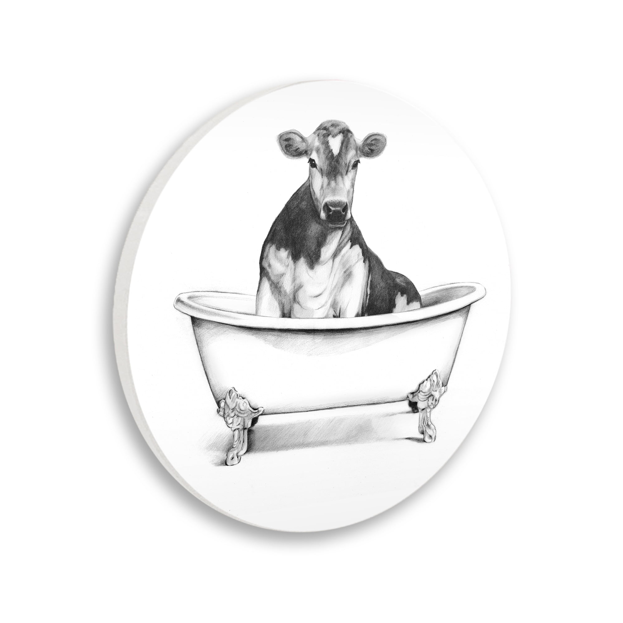 Stupell Industries Cow in Claw Tub Minimal Farm Animal Sketch,12 x 12 ...