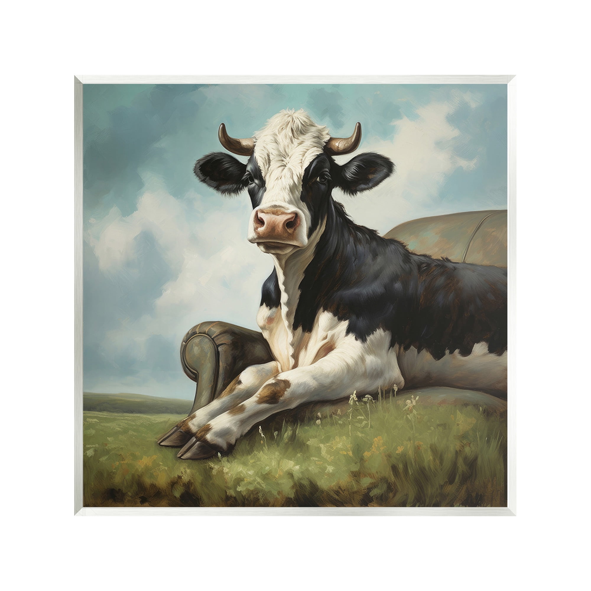 Stupell Cow on Country Couch Art Print - 12x12 Wildlife Wall Art ...