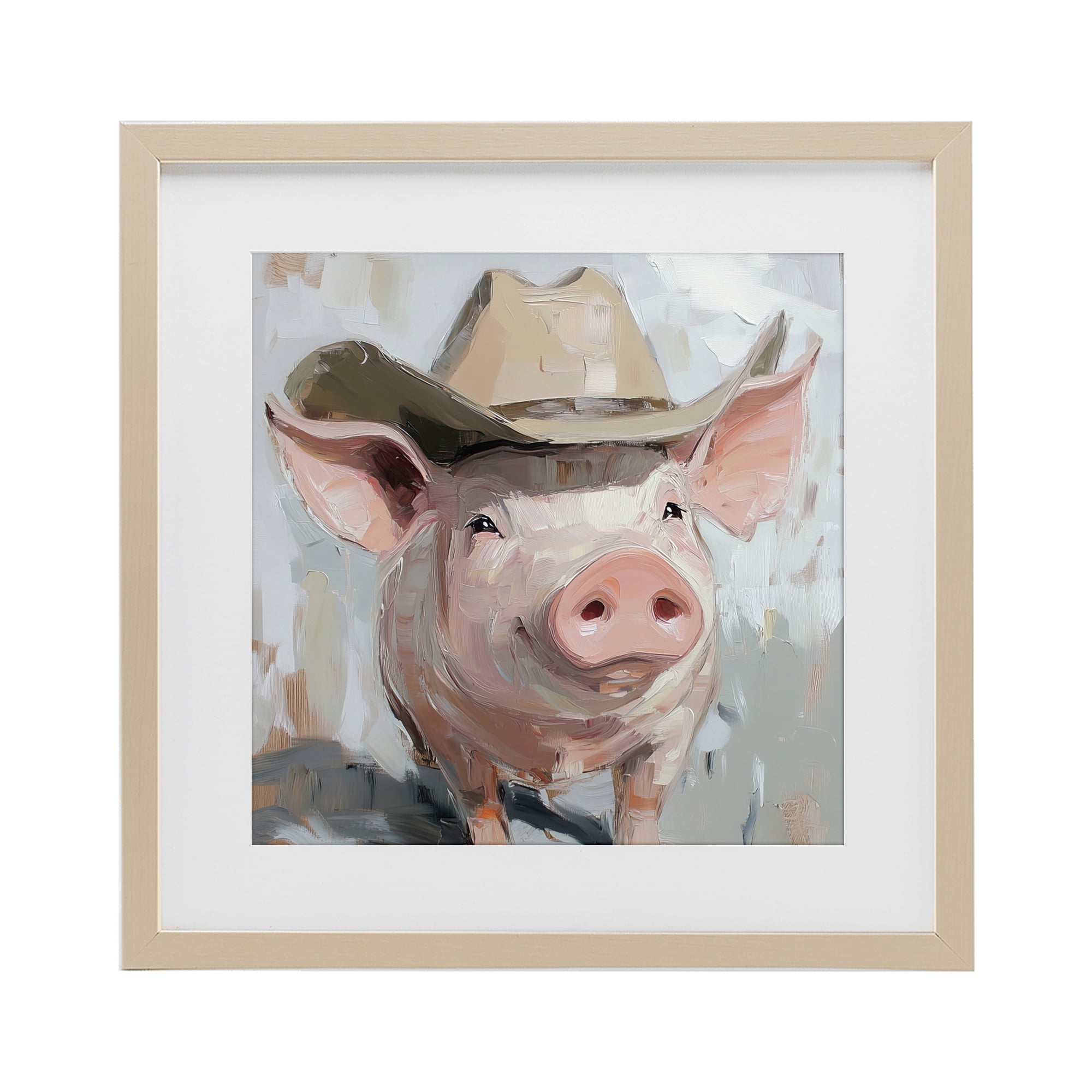 Stupell Industries Cowboy Chester Pig Birch Framed Print Under Glass ...